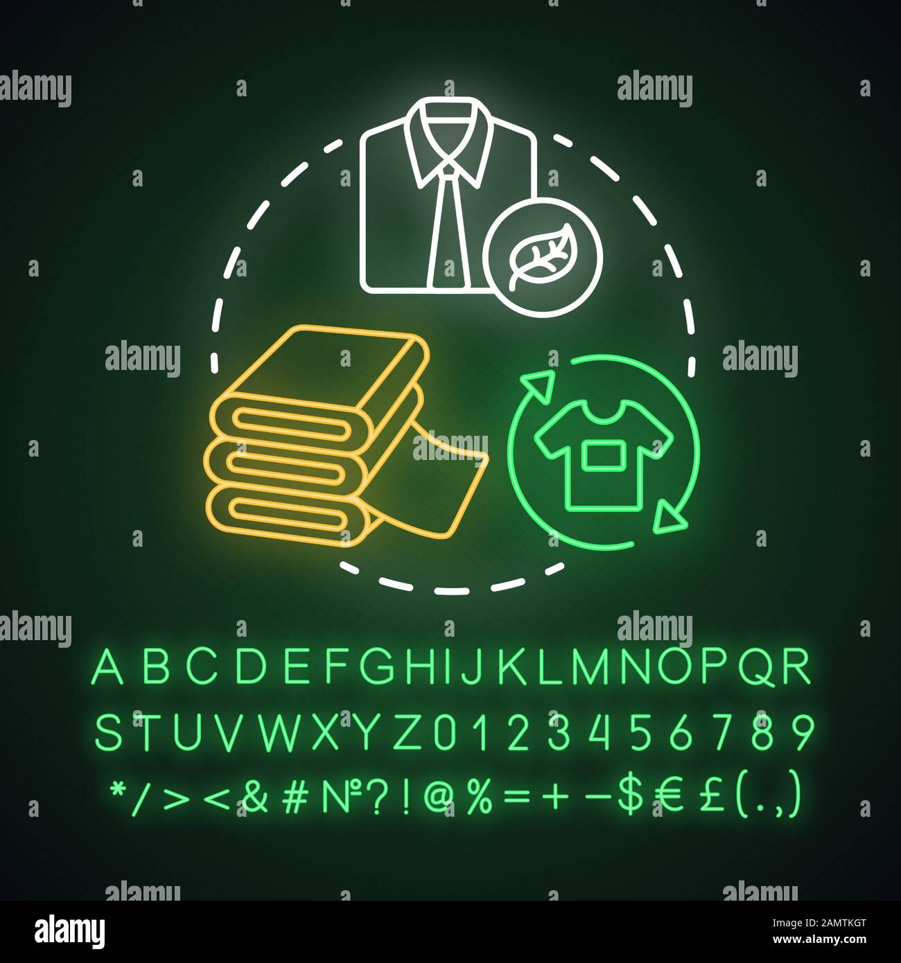 Zero waste clothing, recycling and reusing clothes neon light concept ...