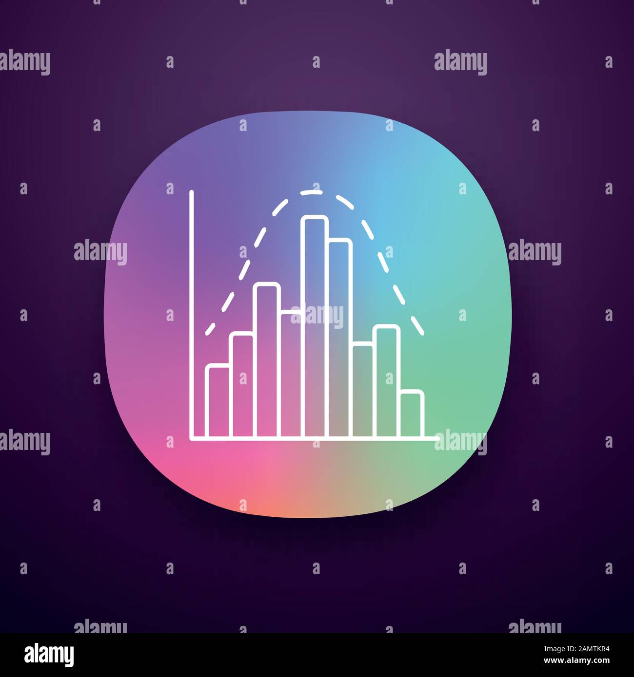 Histogram app icon. Diagram. Business trade info. Financial analytics. Data visualization ...