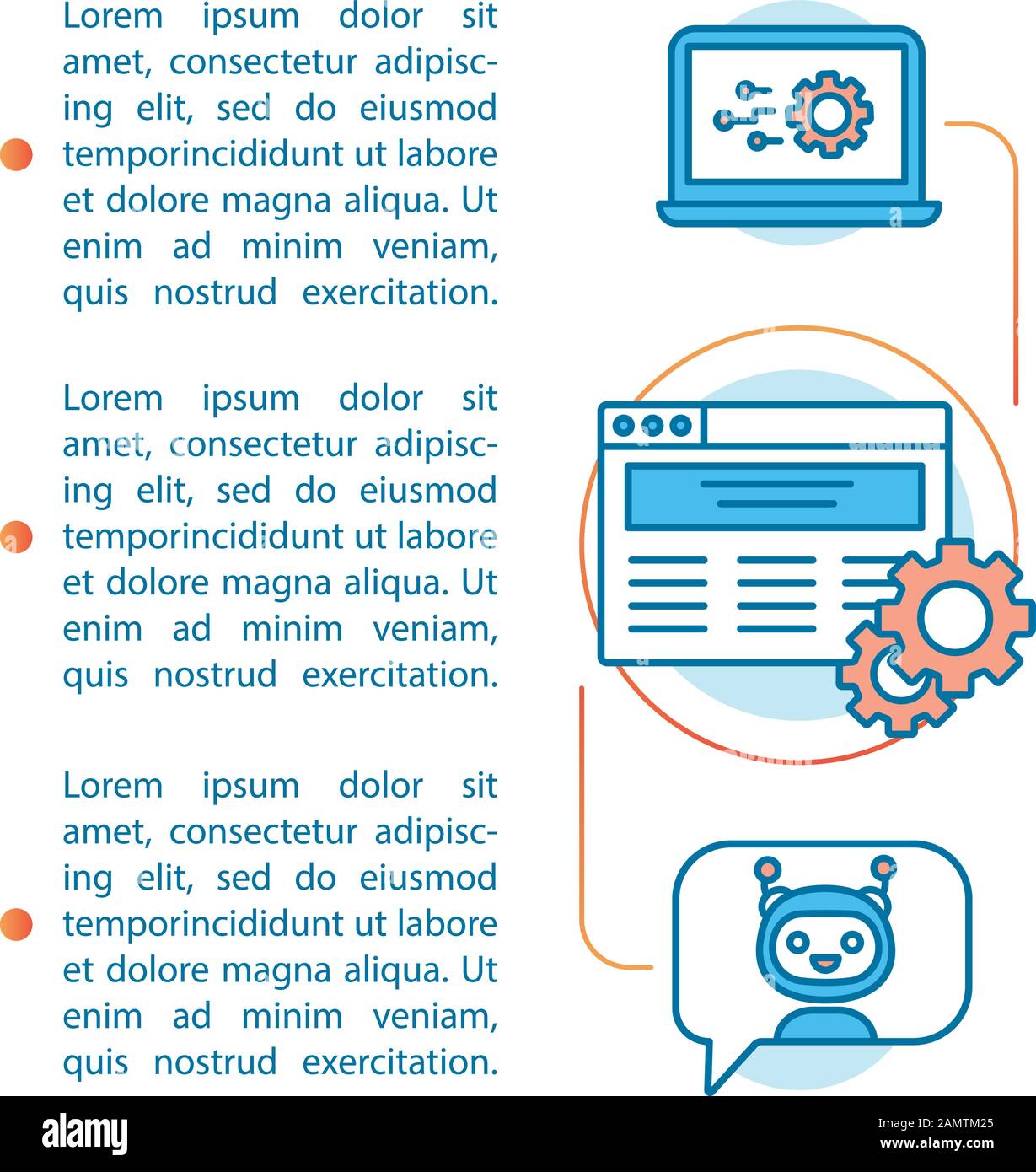 Automation & software tools article page vector template. Ads, seo. Brochure, magazine, booklet ...
