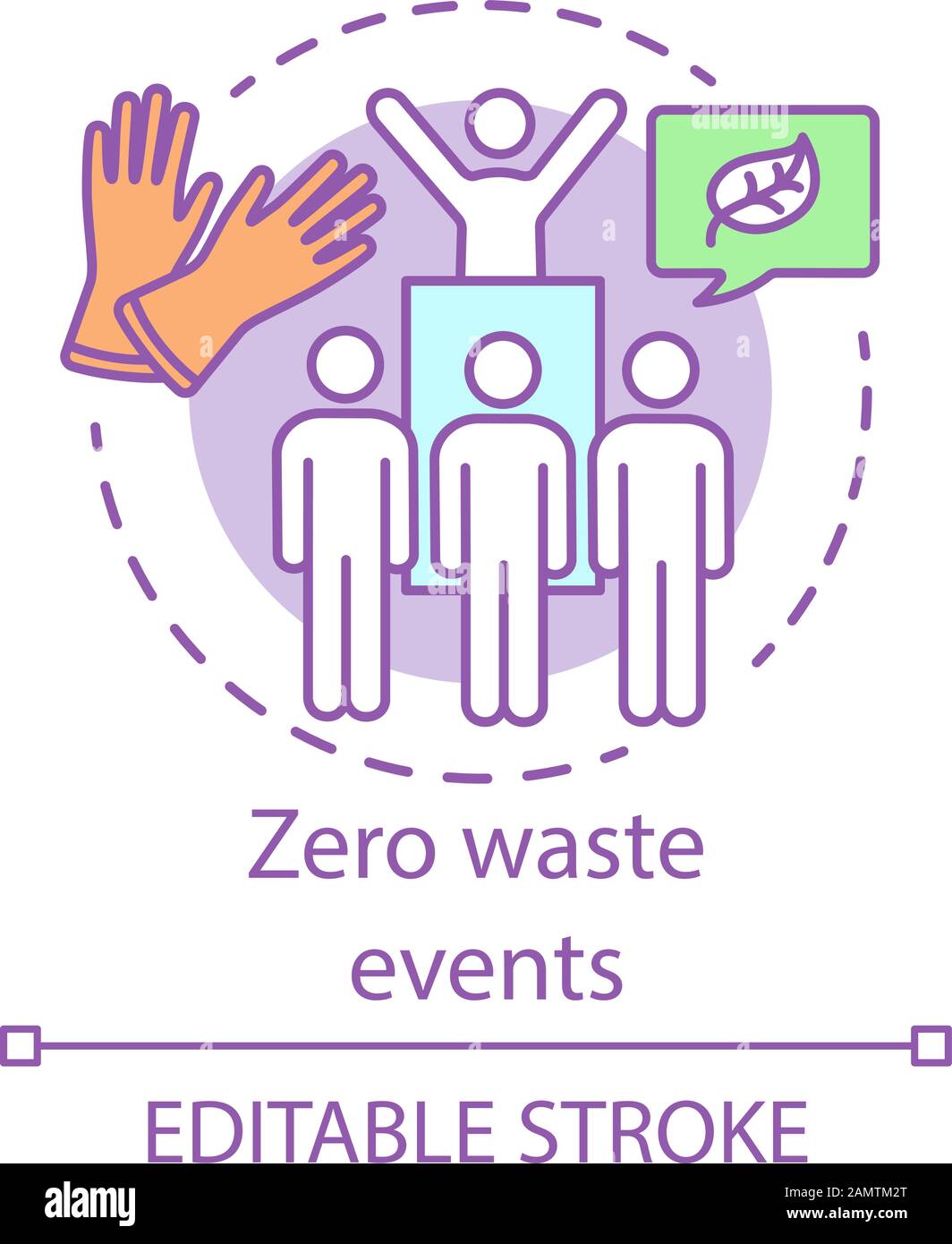 Zero waste events concept icon. Nature saving protest, earth protection ...