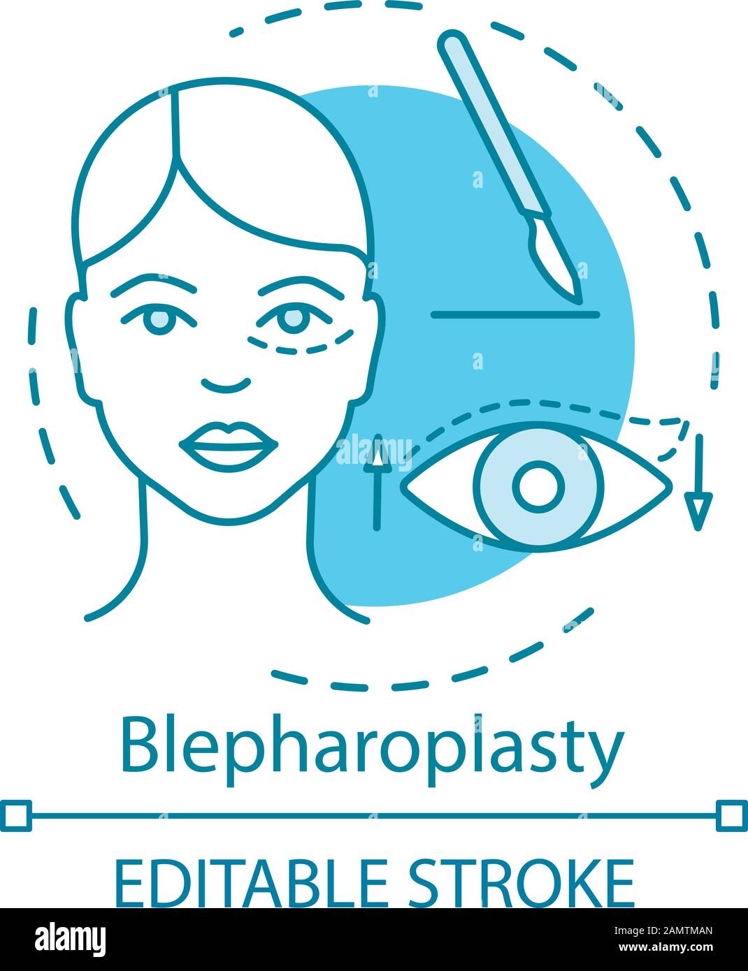 Blepharoplasty concept icon. Cosmetic surgery idea thin line ...