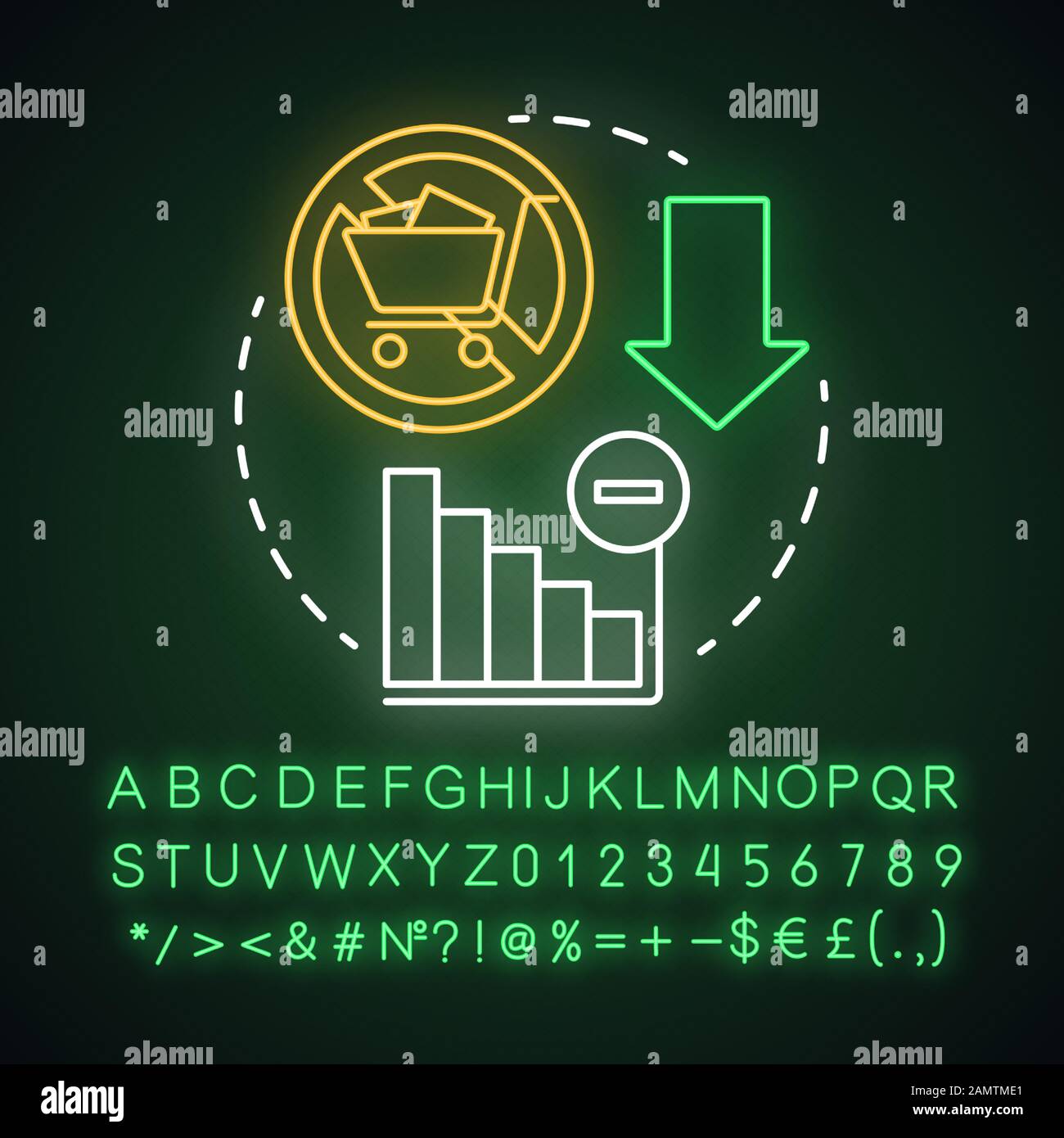 Zero waste lifestyle, waste management, reduce consumerism neon light ...