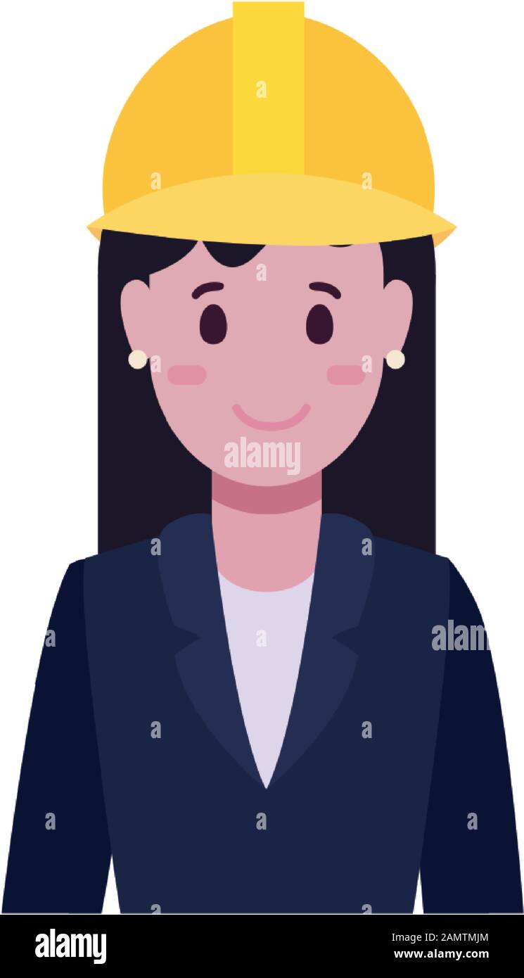 Builder avatar woman with yellow helmet design of Construction working ...