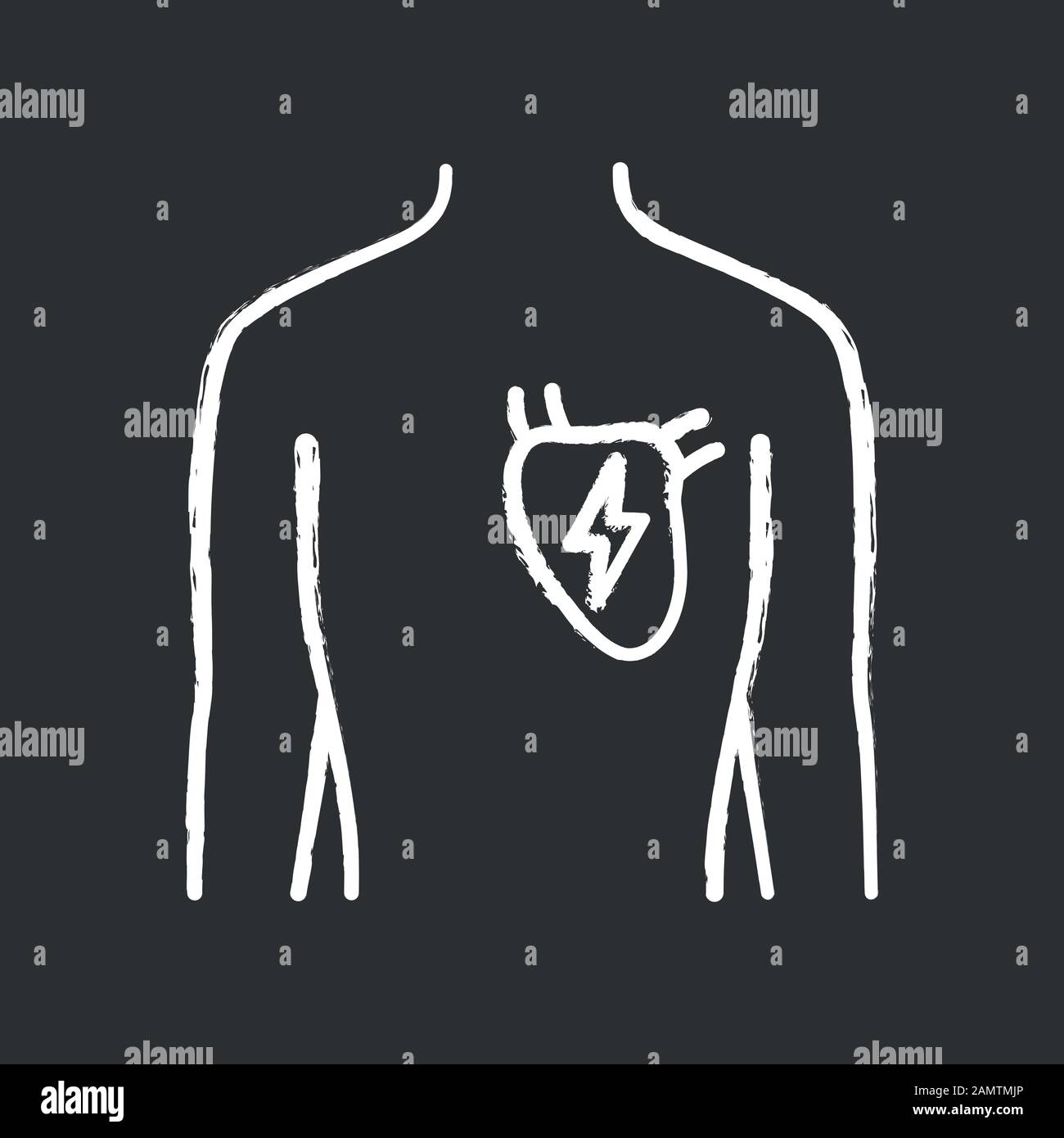 Ill heart chalk icon. Sore human organ. People disease. Unhealthy ...
