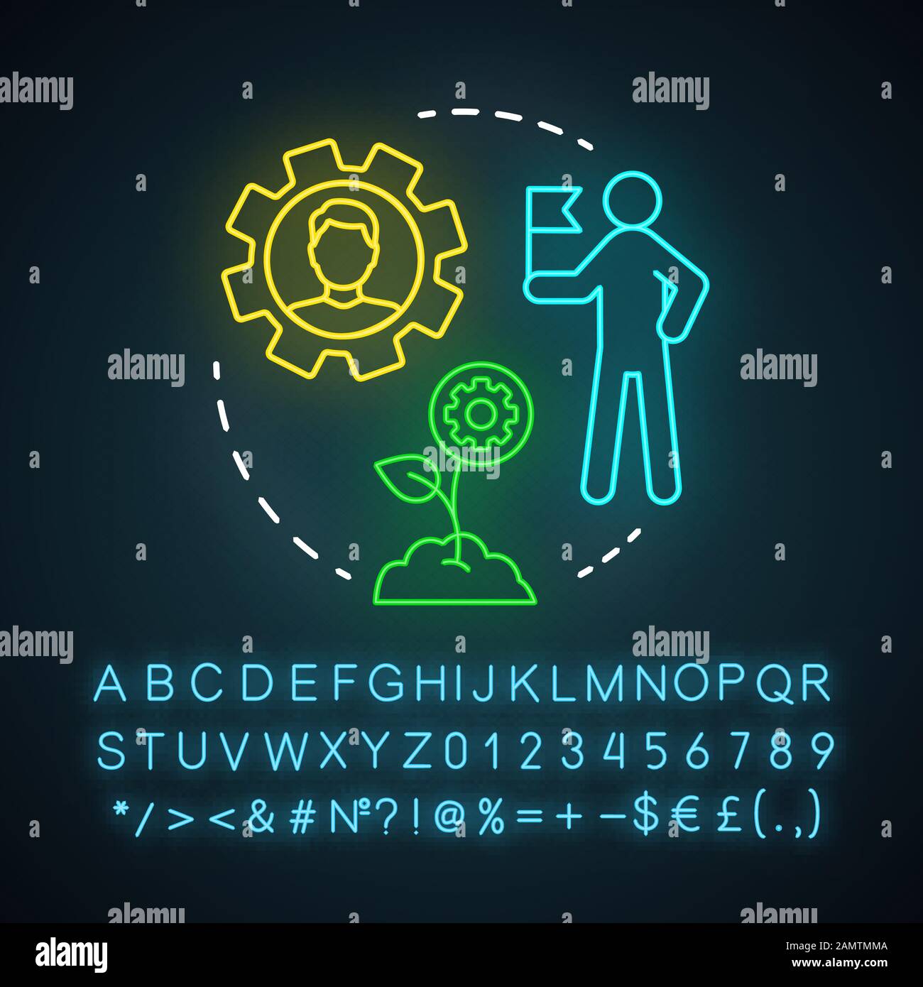 Lead-nurturing workflows neon light icon. Marketing automation.Brand ...