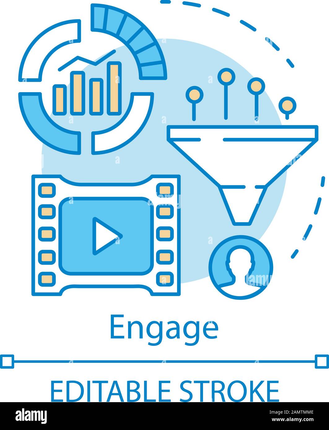 Engage concept icon. Inbound marketing method for customer idea thin line illustration. Email ...