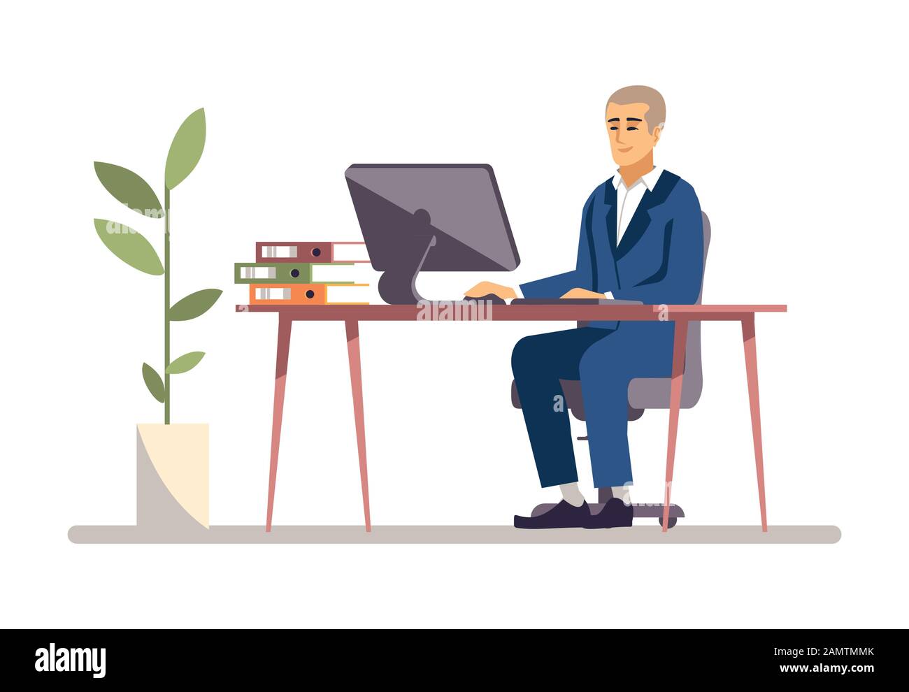 Boss working flat vector illustration. Employer, top manager isolated ...