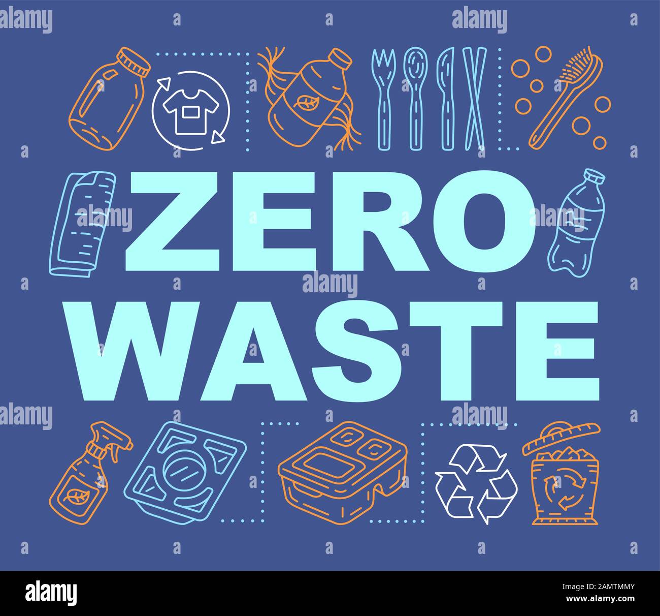 Zero waste products word concepts banner. Recyclable, reusable organic ...