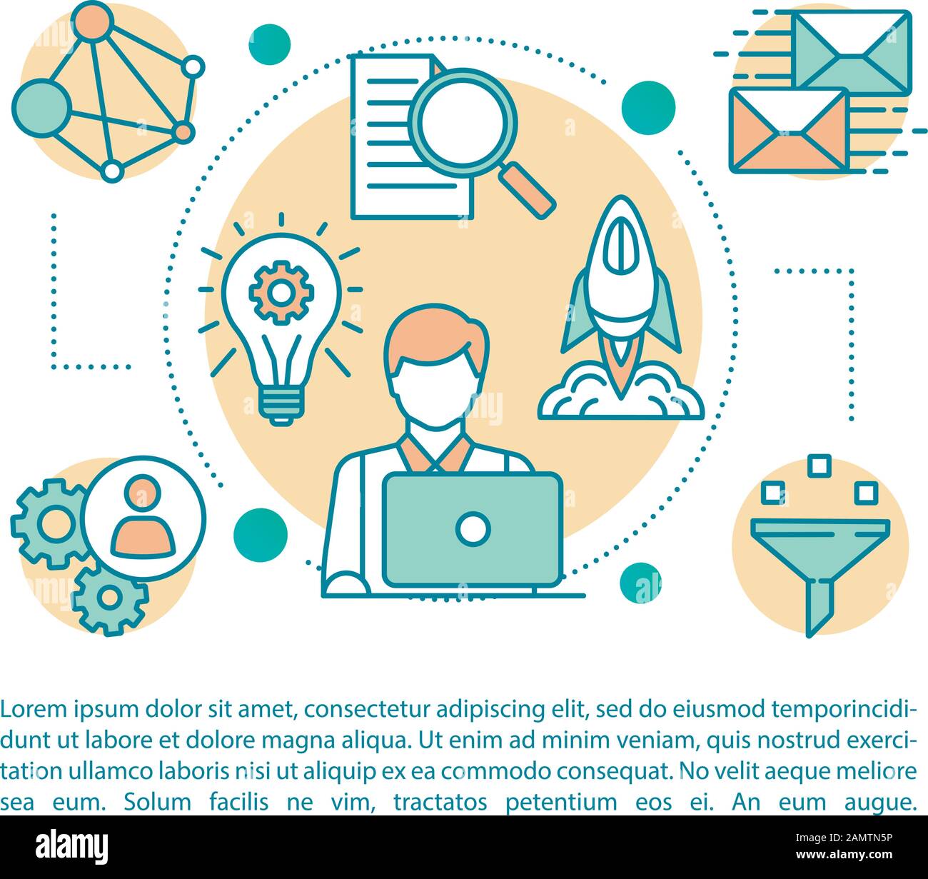 Digital marketing specialty cover design article page vector template. Brochure, magazine ...