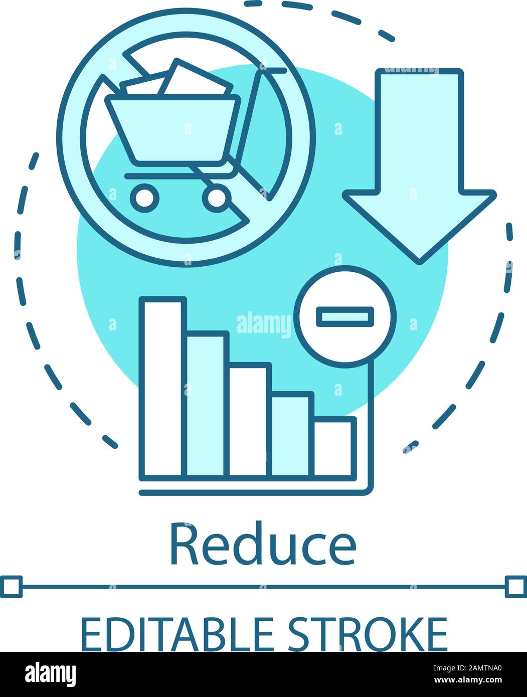 Zero waste lifestyle, reduce consumerism concept icon. Lower sales and ...