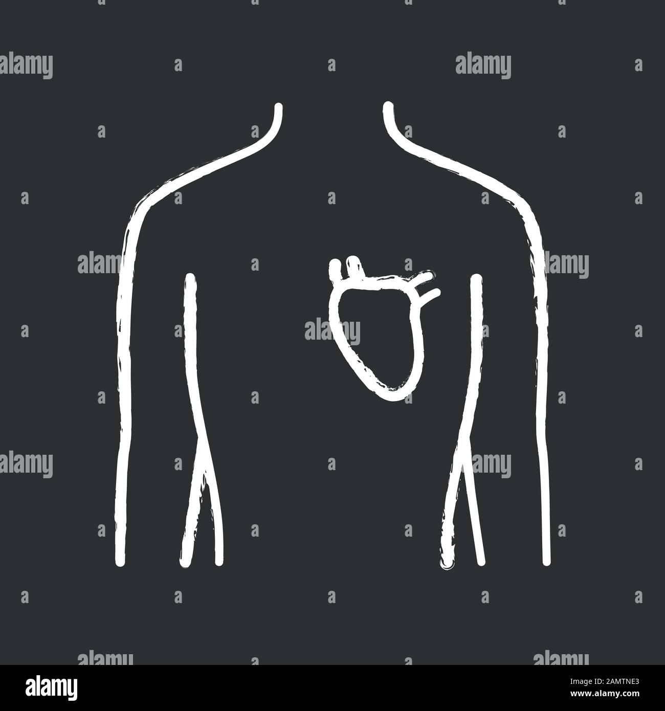 Healthy heart chalk icon. Human internal organ in good health. People ...