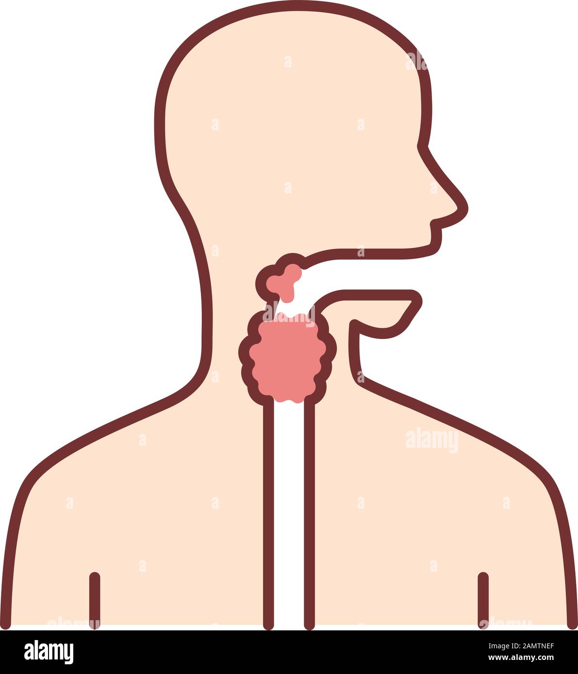 Ill throat color icon. Angina, tonsillitis. People disease. Upper ...