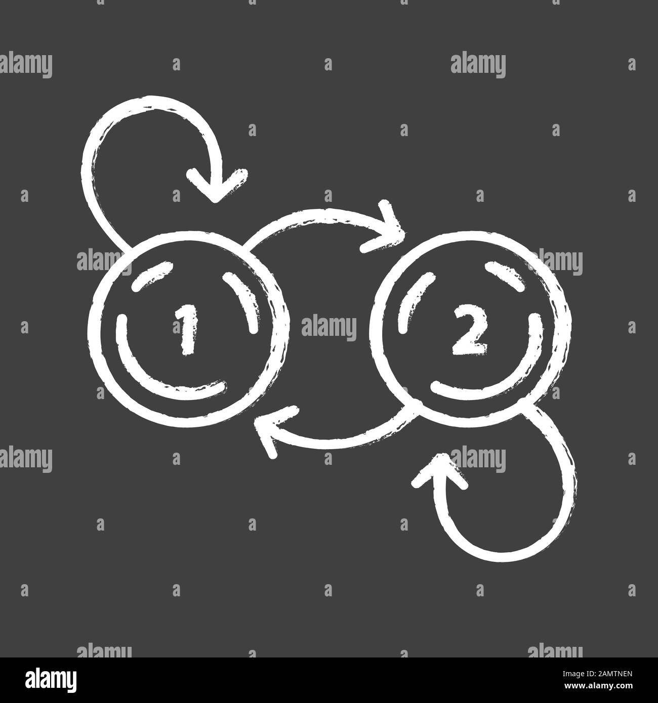 State diagram chalk icon. System behavior. Object two states in ... State diagram chalk icon. System behavior. Object two states in ...