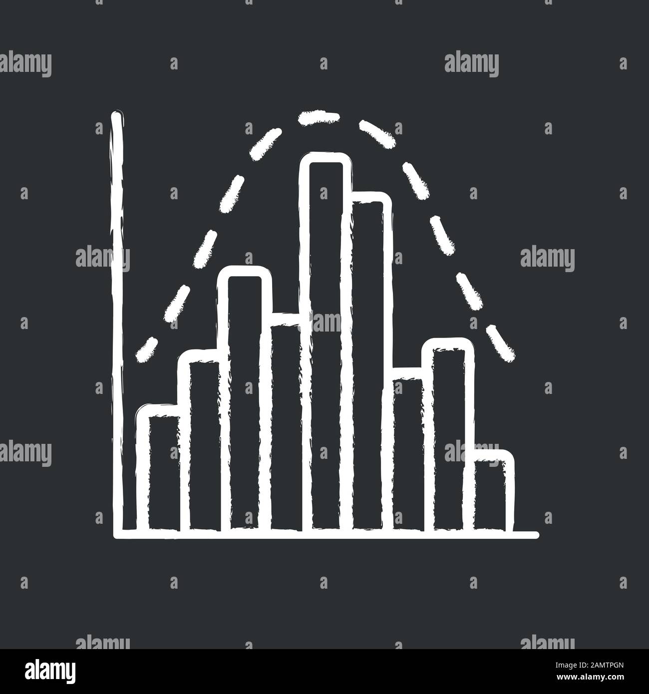Histogram chalk icon. Diagram. Business trade info. Financial analytics ...
