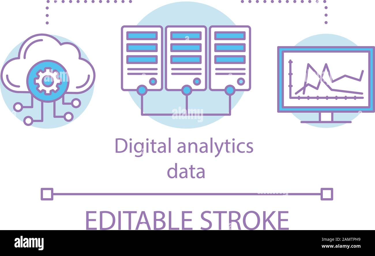 Digital analytics data concept icon. Analysis and dashboards idea thin ...