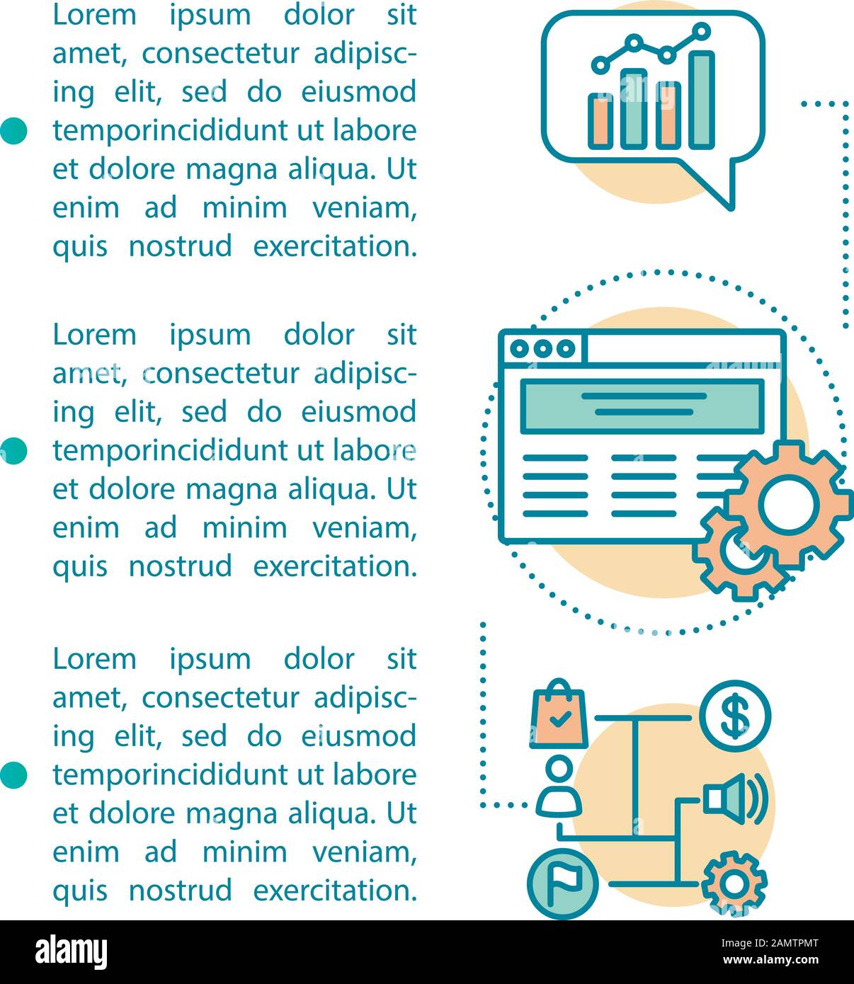 Digital data analysis article page vector template. Brochure, magazine ...