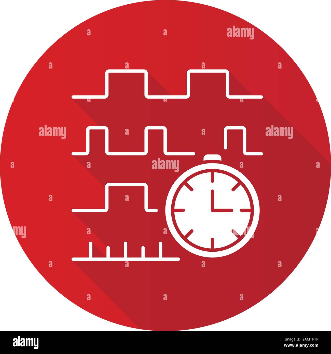 Timing diagram flat design long shadow glyph icon. Signals set in time ...