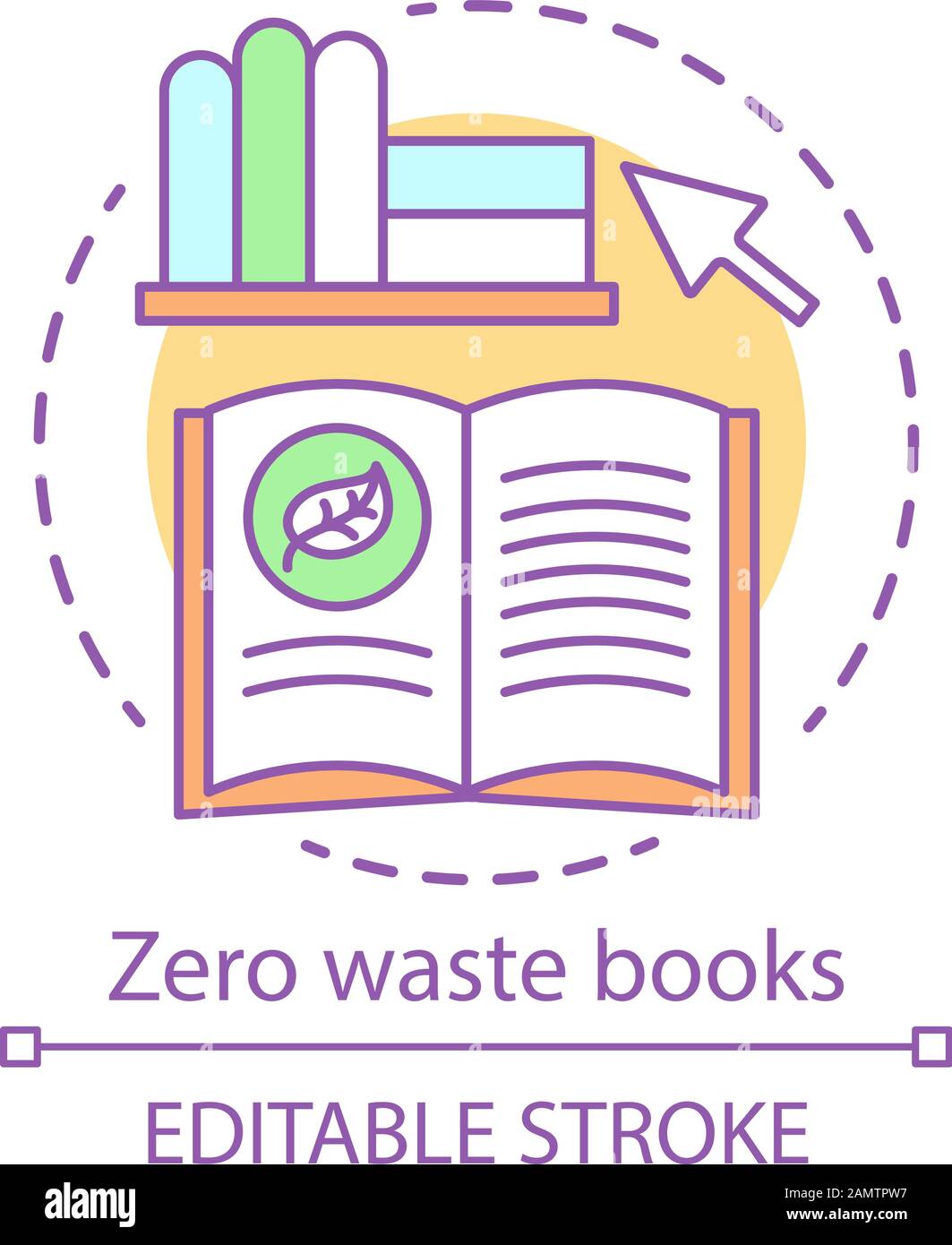 Zero waste books and literarure concept icon. Environmental issues and ...