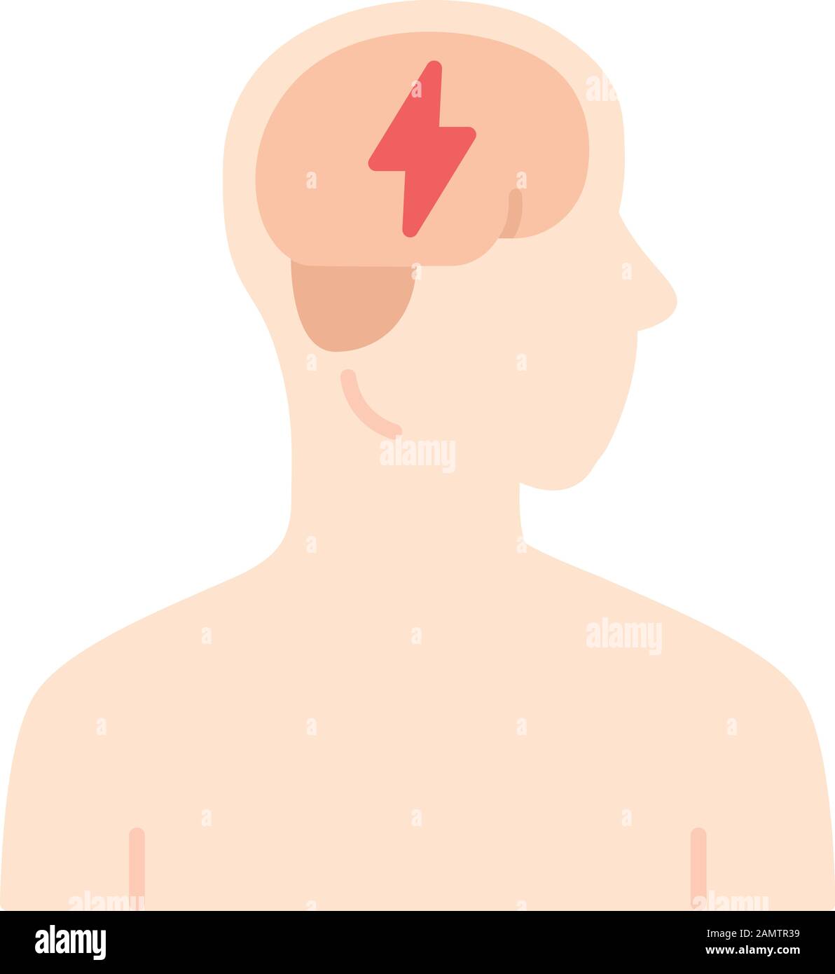 Ill brain flat design long shadow color icon. Dementia, stroke. Sore ...