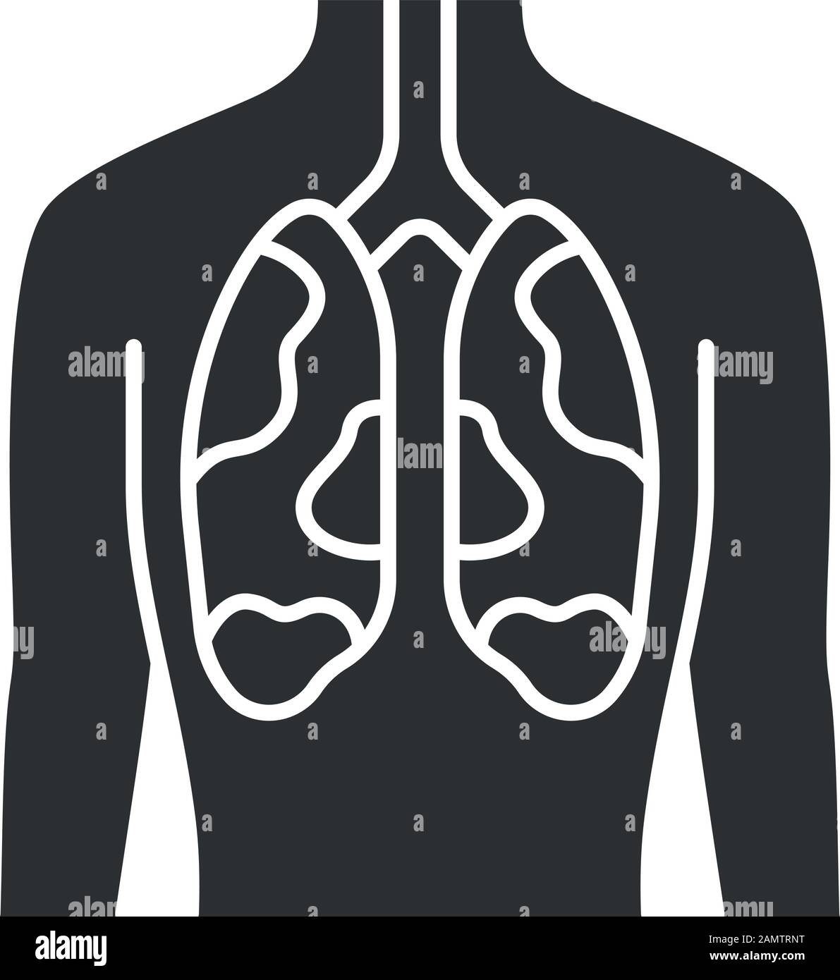 Ill lungs glyph icon. Sore human organ. Tuberculosis, cancer. Unhealthy ...