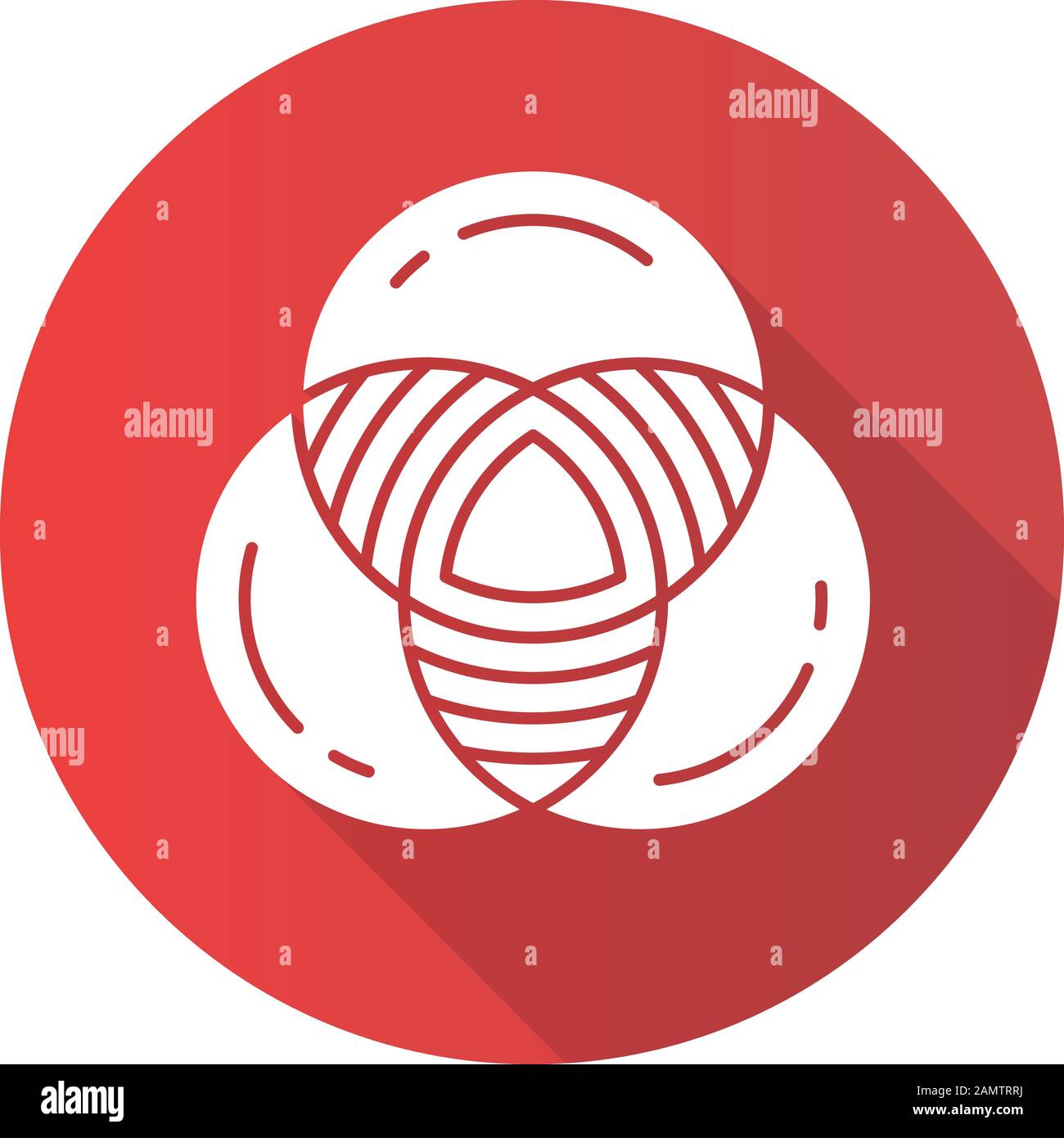 Venn diagram flat design long shadow glyph icon. Primary diagram. Three ...