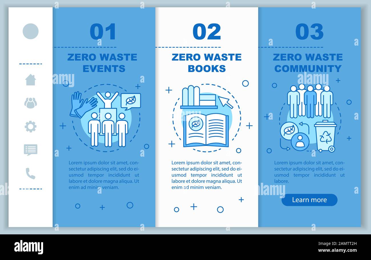 Zero waste education onboarding mobile web pages vector template. Responsive smartphone website ...