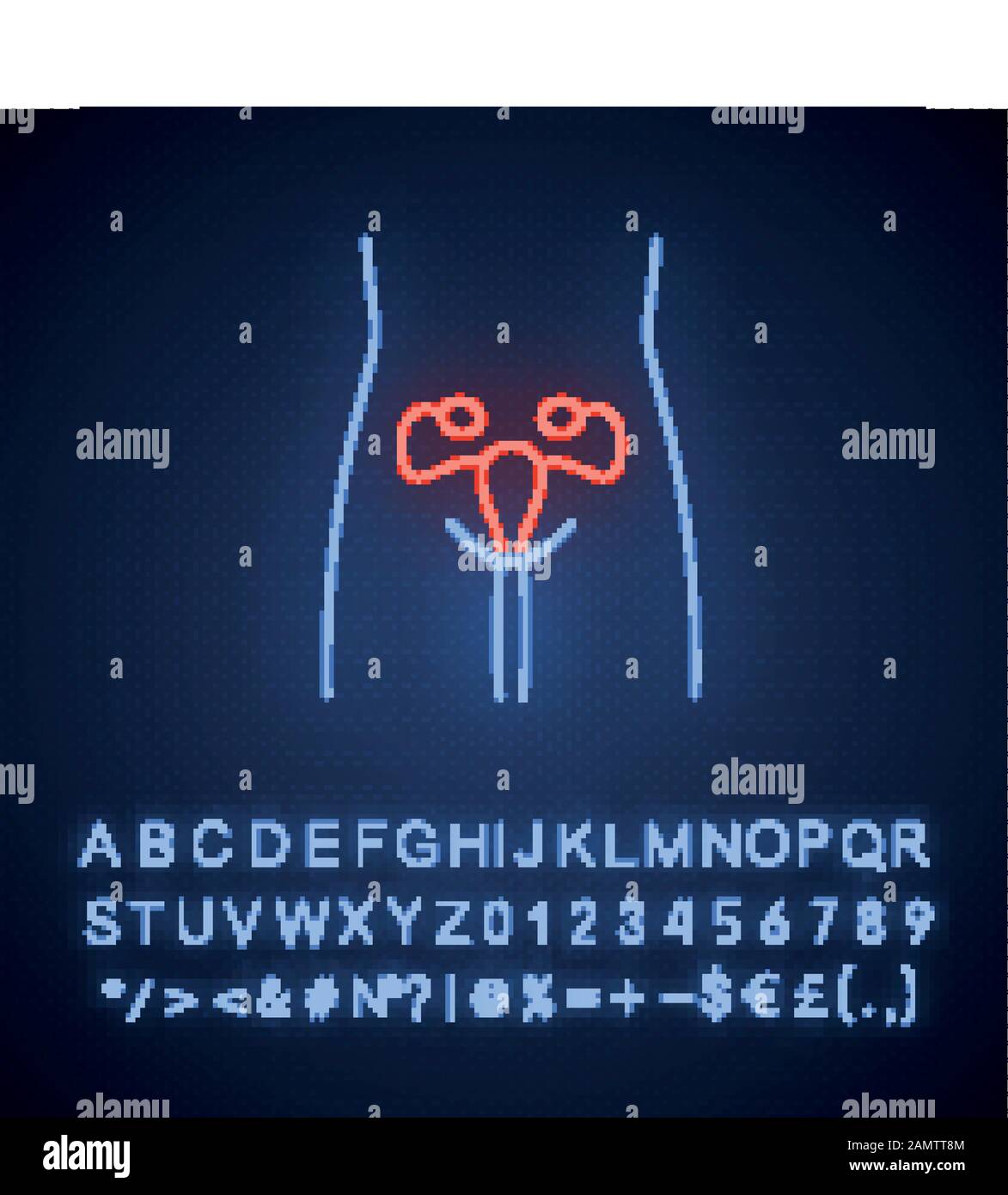 Healthy women reproductive system neon light icon. Human organ in good ...