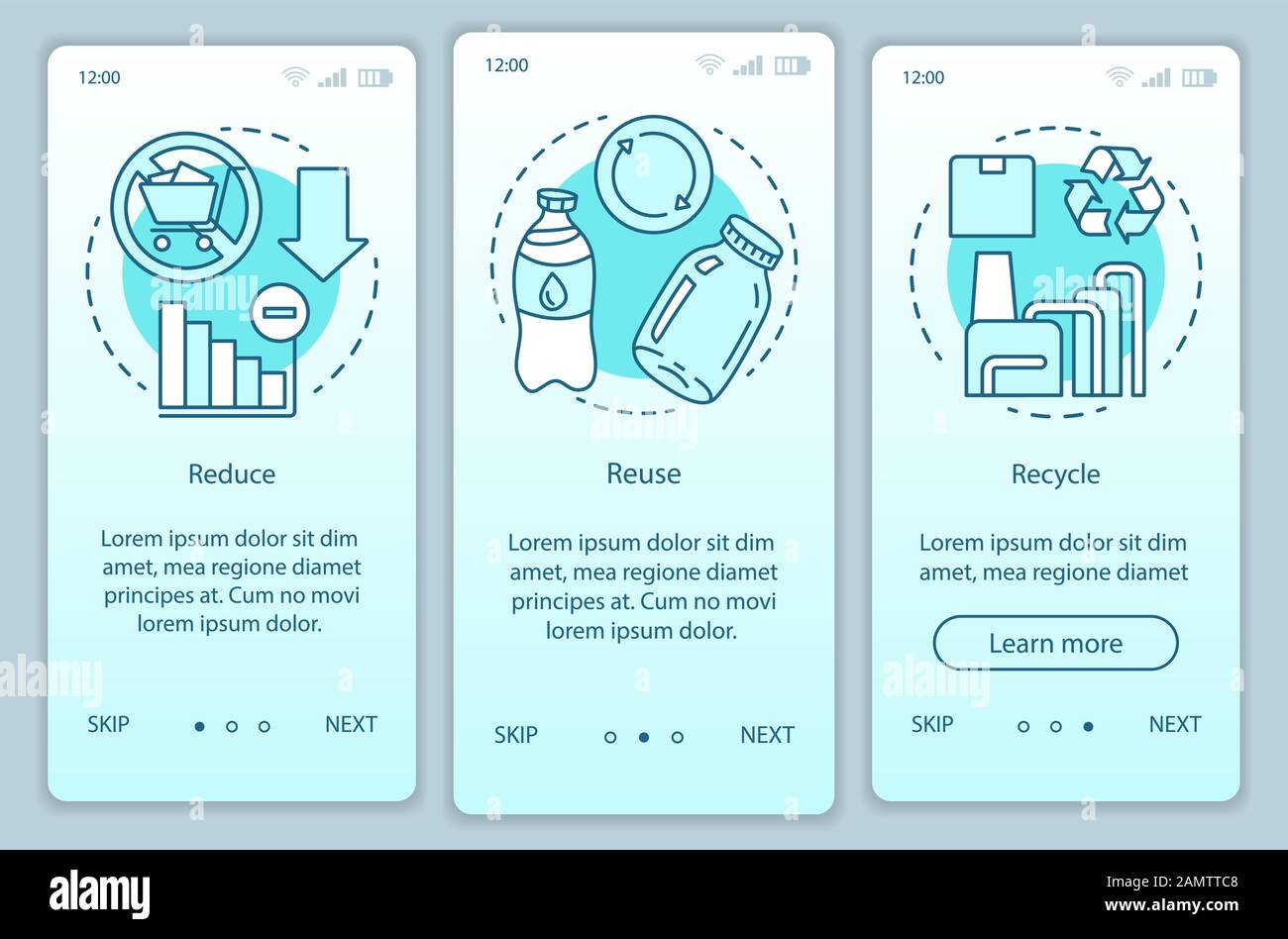 Waste management onboarding mobile app page screen vector template ...