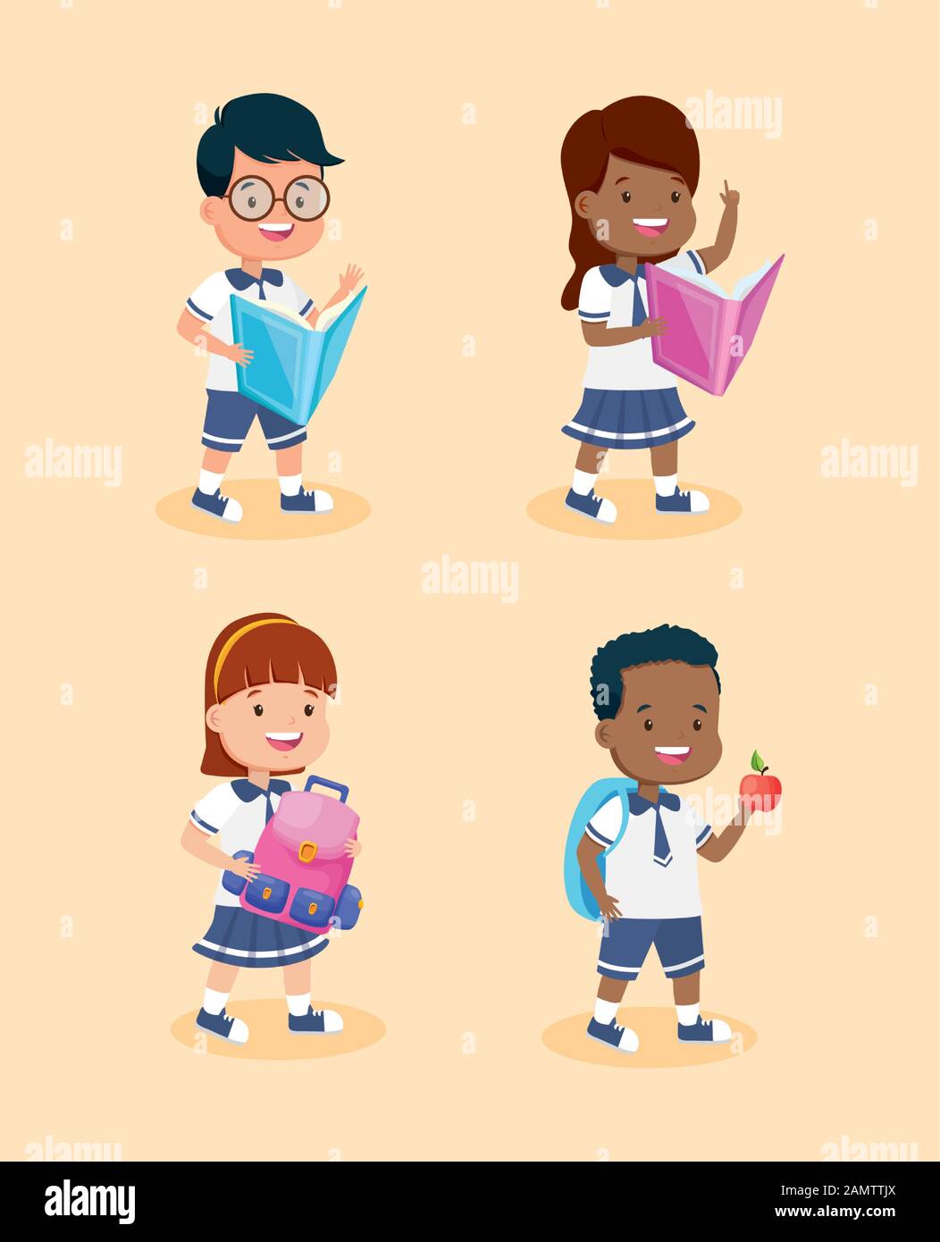 group of students kids characters Stock Vector Image & Art - Alamy