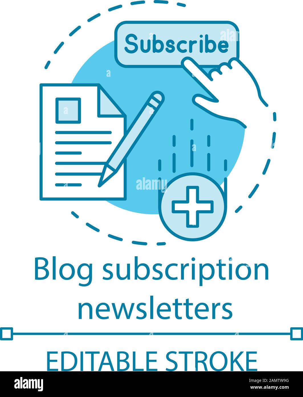 Blog subscription newsletters blue concept icon. Email marketing idea ...