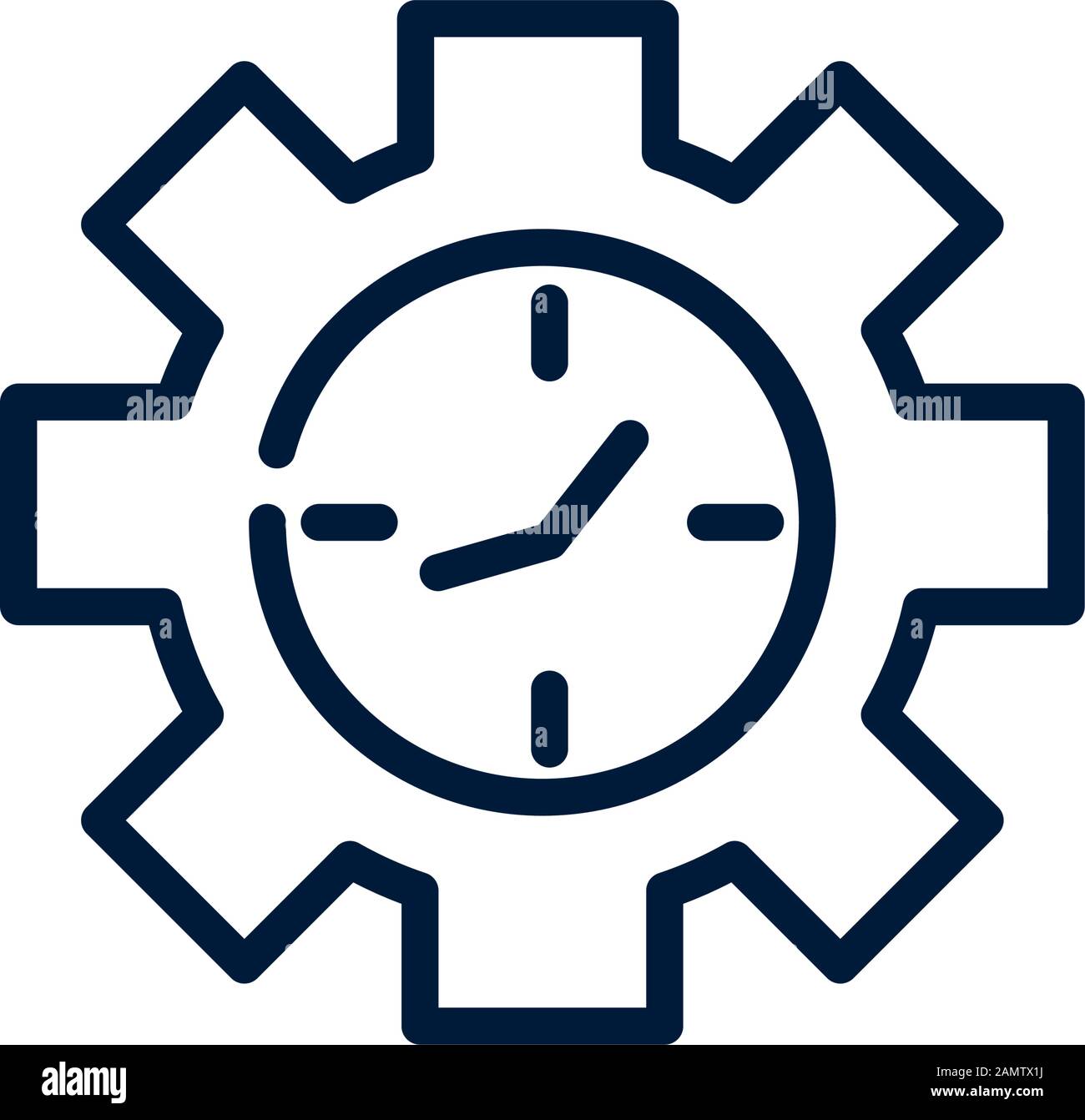 time clock gear work linear design on white background vector ...