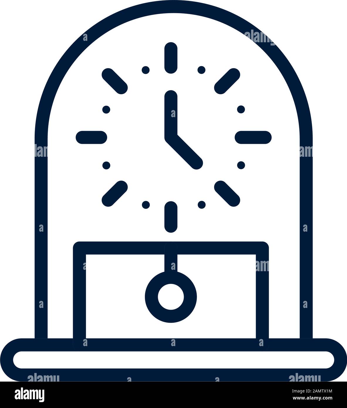 time retro clock with pendulum linear design on white background vector ...