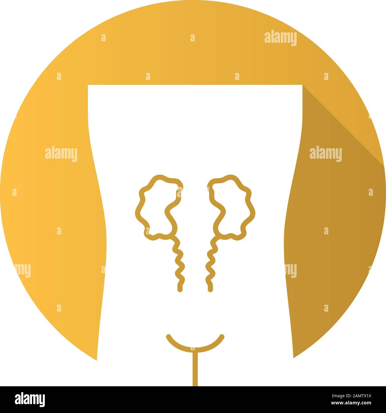 Ill kidneys flat design long shadow glyph icon. Sore human organ ...