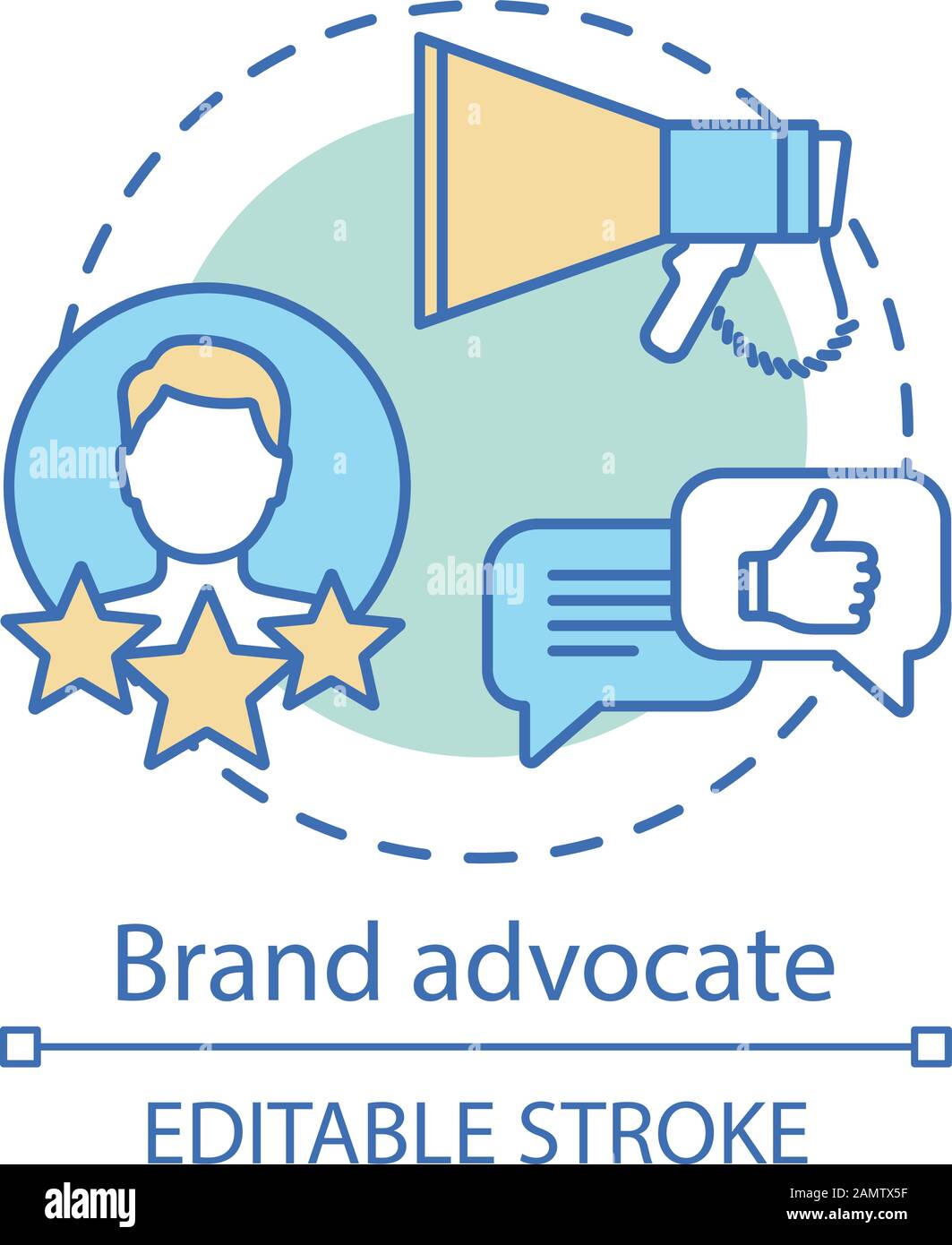 Brand advocate concept icon. Referral marketing idea thin line ...