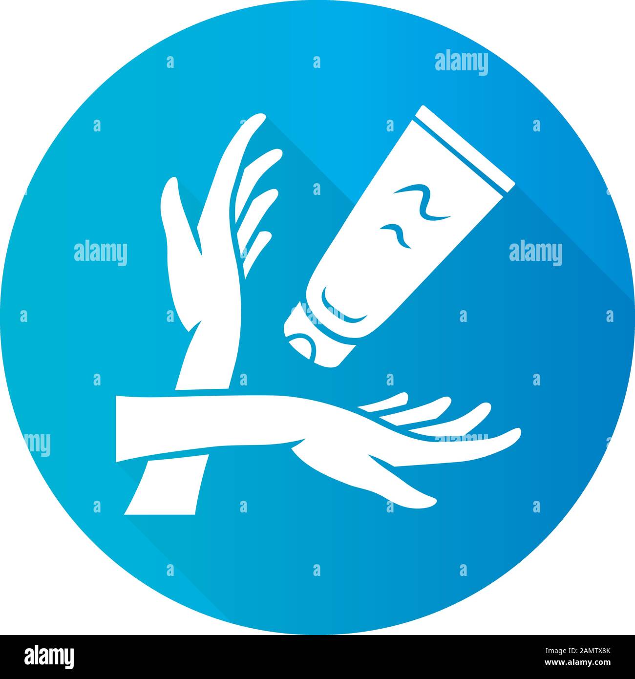 Hand Cream Flat Design Long Shadow Glyph Icon Skincare Product Vector