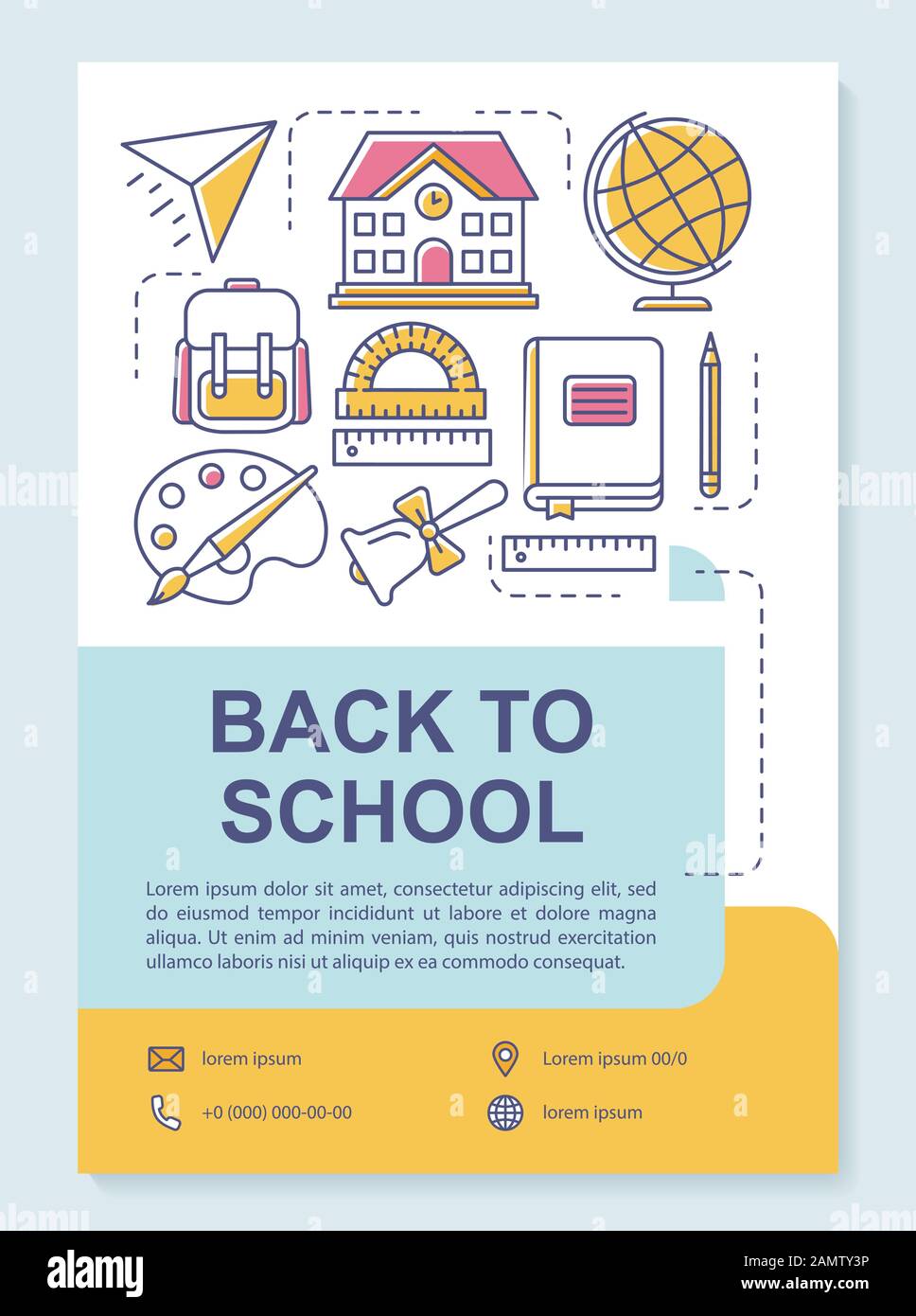 School accessories brochure template layout. Teaching materials. Flyer ...