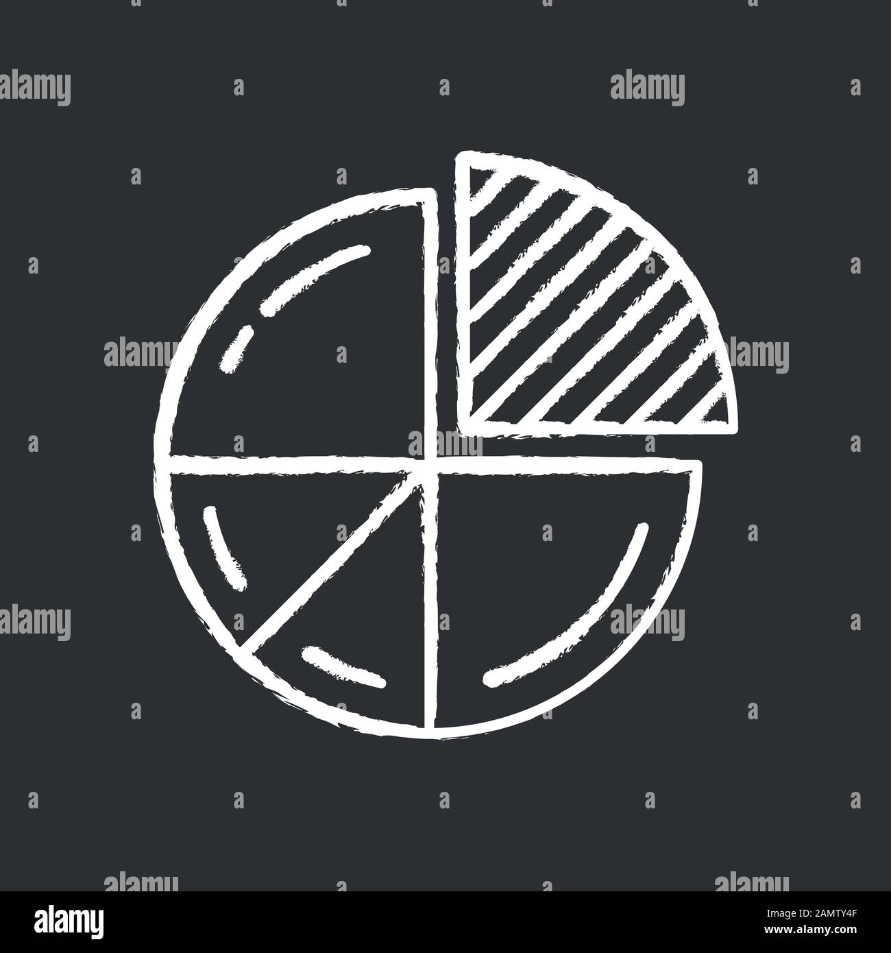 Pie chart chalk icon. Circle divided into parts. Diagram. Circular ...