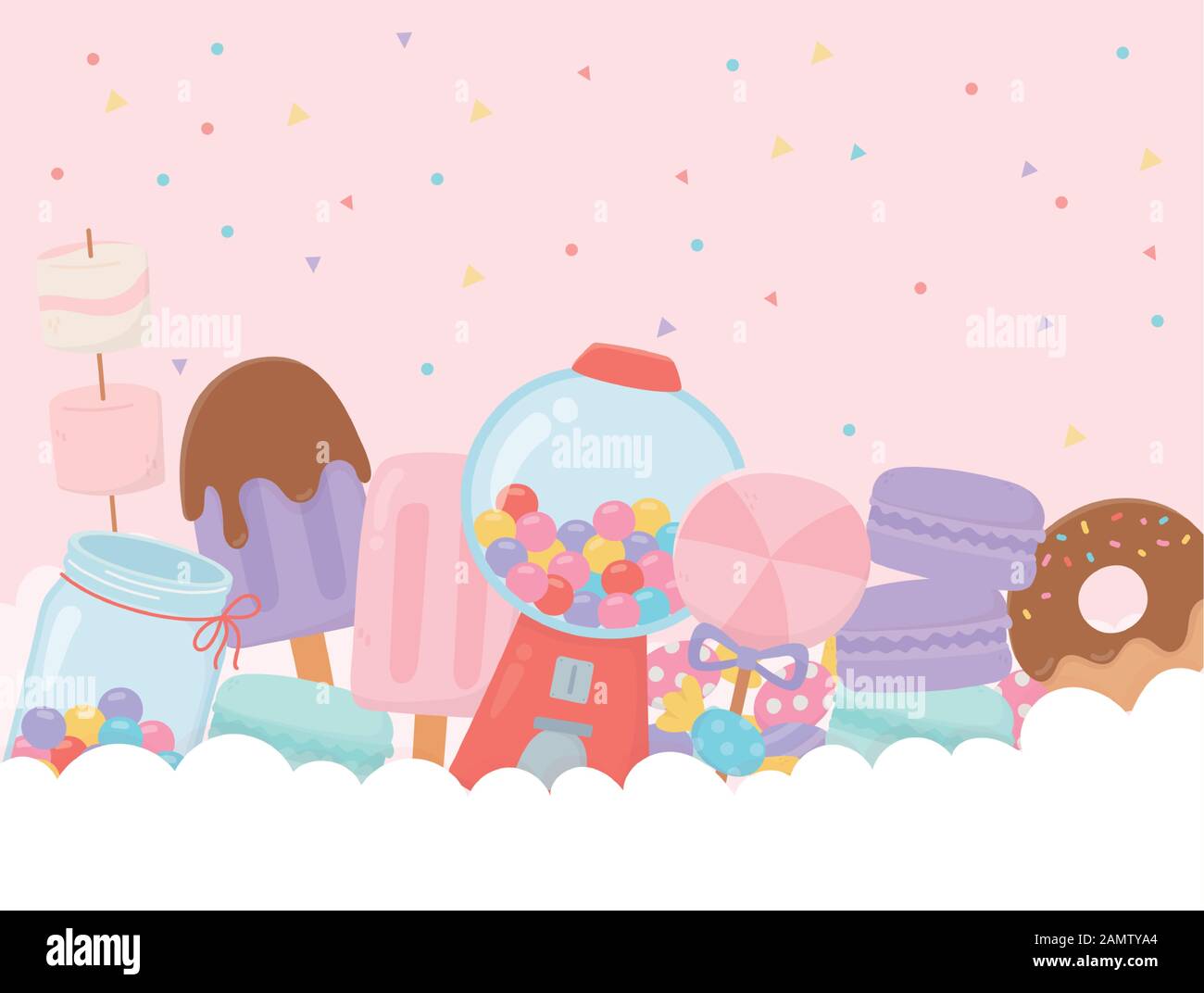 sweet products bubble gum machine ice cream donut macaron marshmallow ...