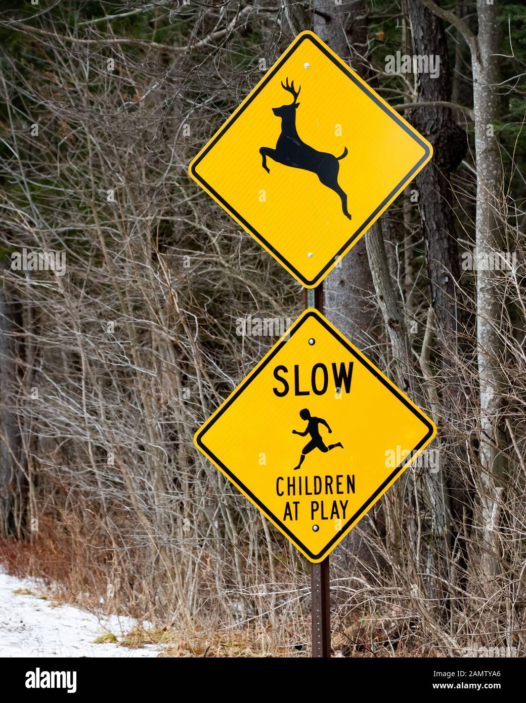 Deer crossing sign on road hi-res stock photography and images - Alamy