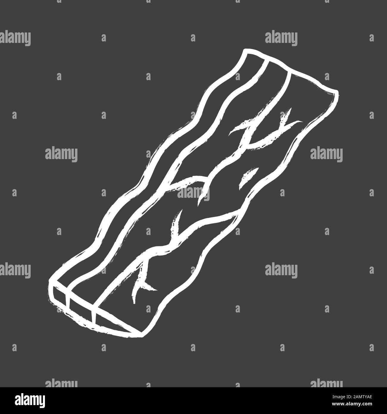 Bacon chalk icon. Butchers meat. Roasted sowbelly. Piece of lard. Yummy ...