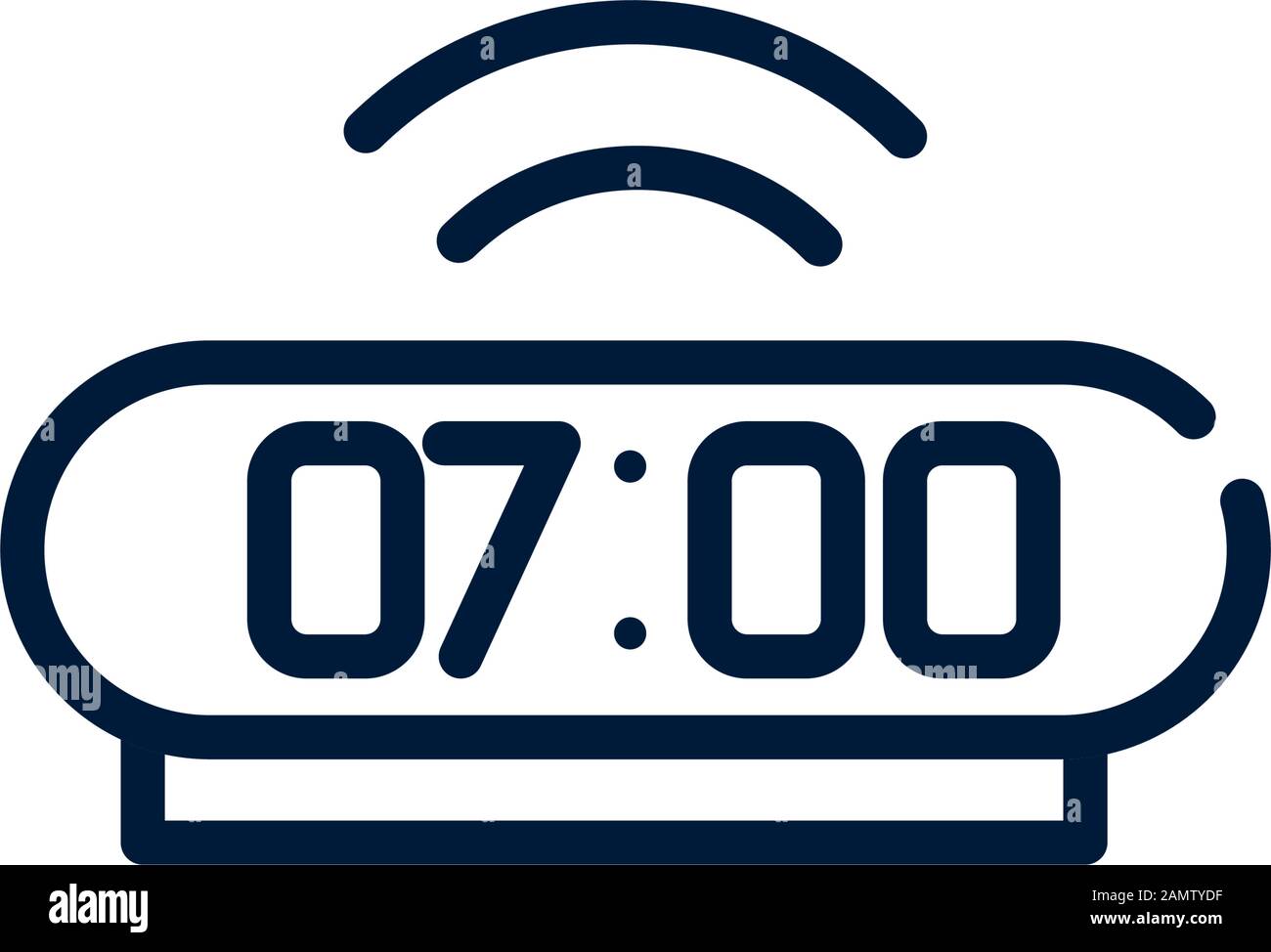 time digital alarm clock linear design on white background vector ...