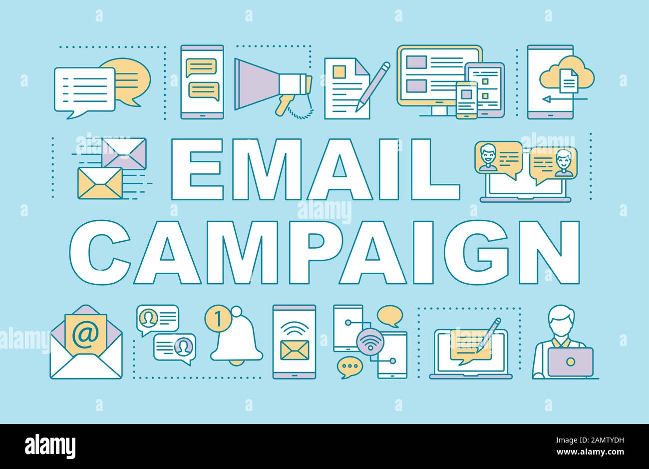 Email campaign word concepts banner. Brand promotion. Commercial ...