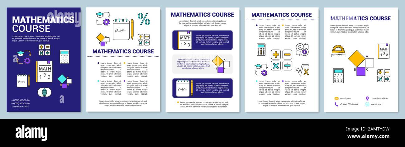 Mathematics lessons brochure template layout. Flyer, booklet, leaflet ...