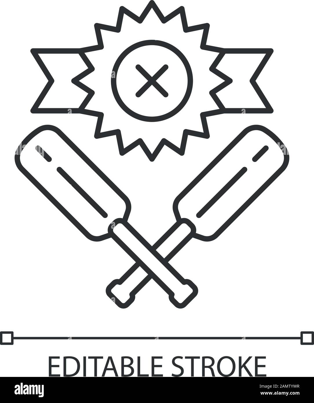 Cricket defeat linear icon. Total game result. Championship loss. Loser ...