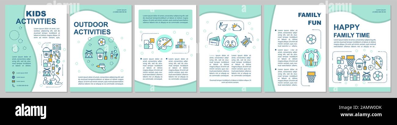 Kids activities brochure template layout. Happy family time. Flyer ...