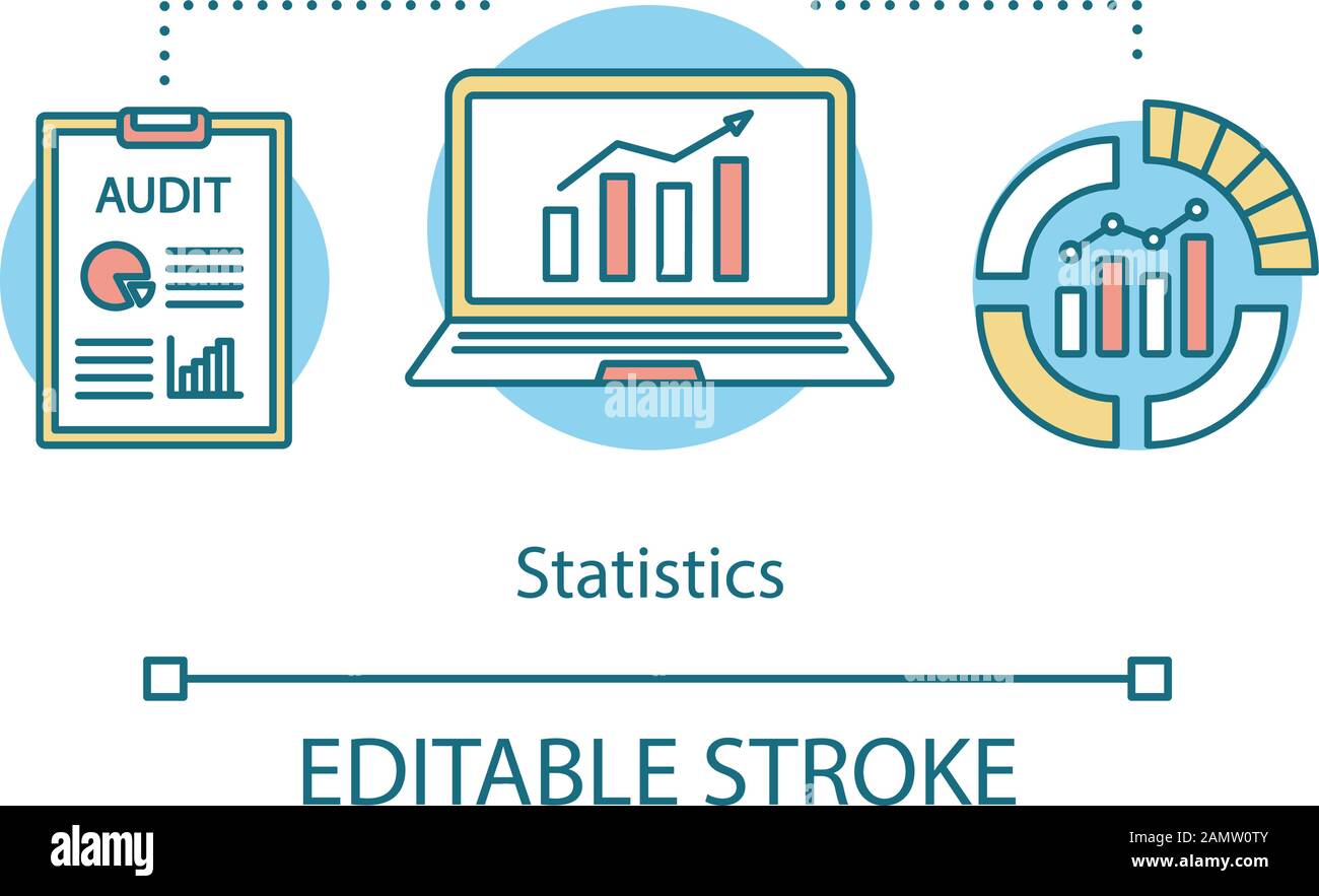 Statistics studies concept icon. Data visualization, infographics ...