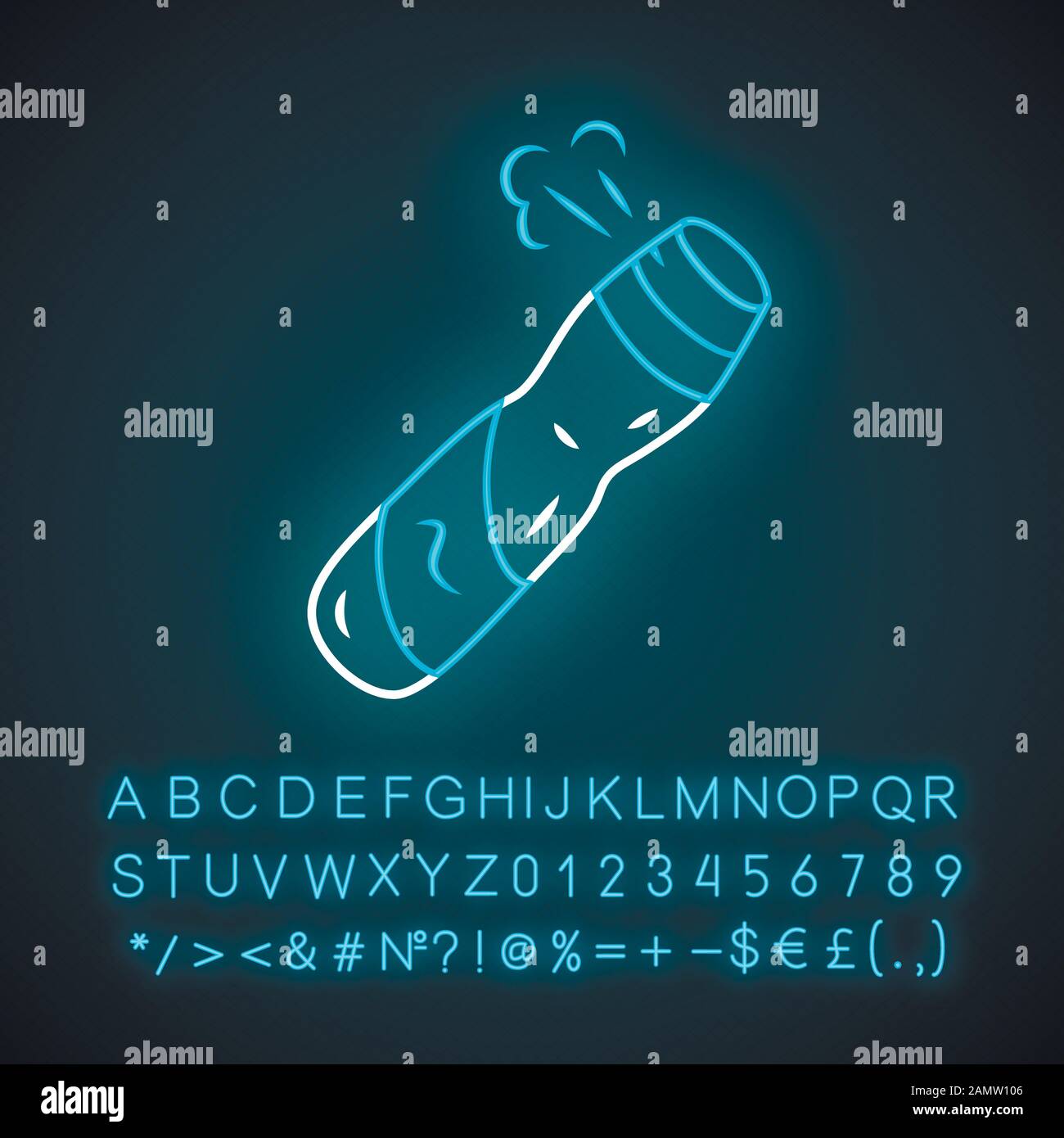 Deodorant, body spray bottle neon light icon. Glowing sign with ...