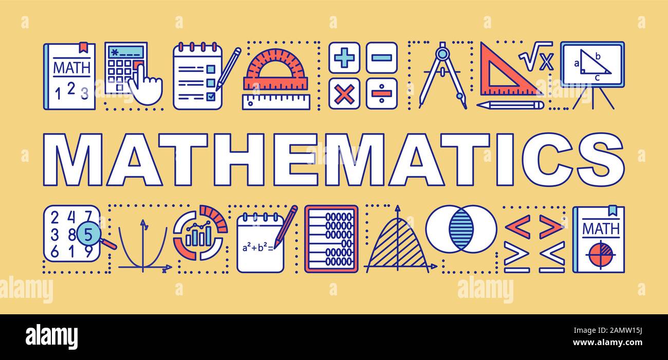 Mathematics word concepts banner. Presentation, website. Isolated ...