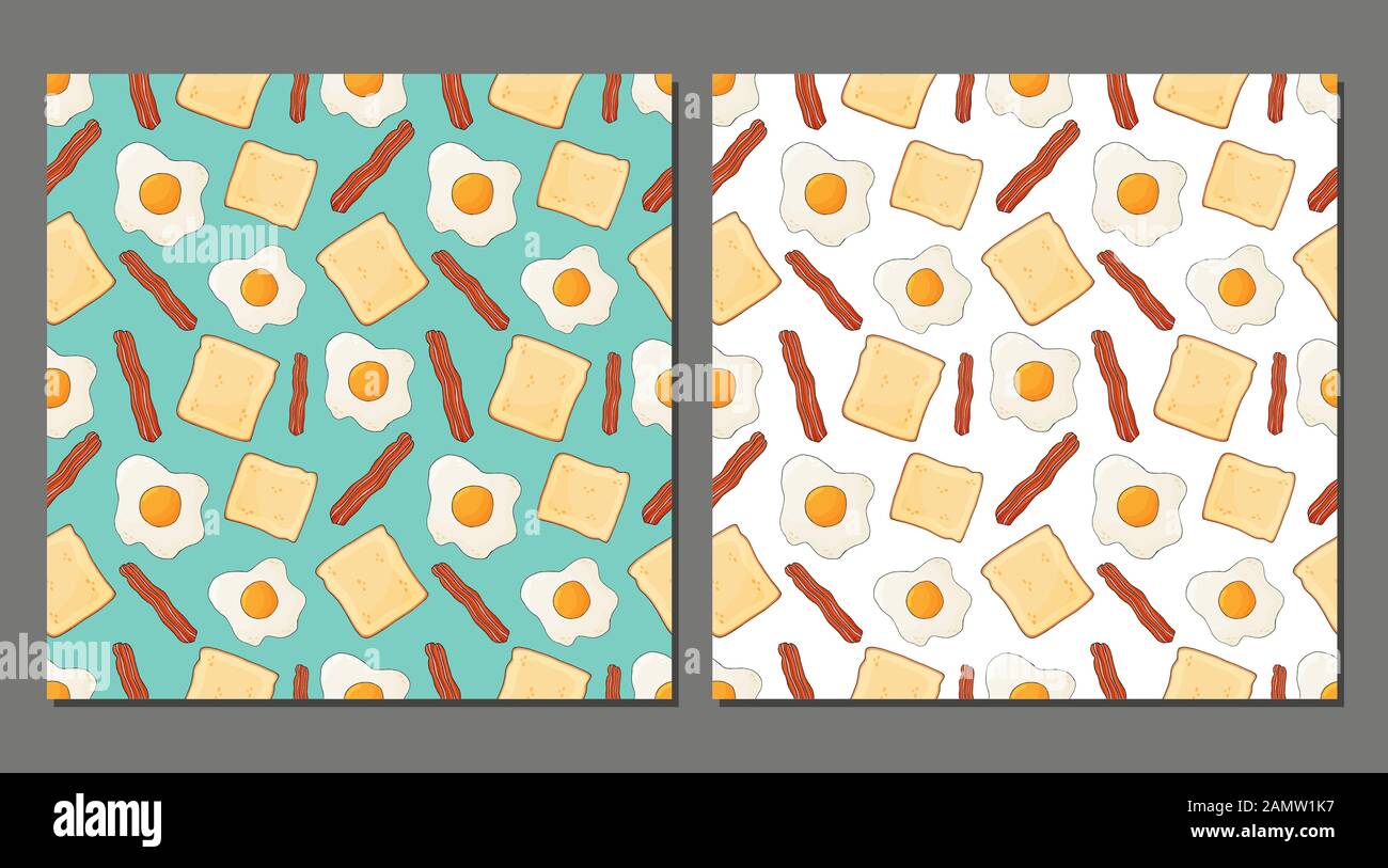 Vector set of fried eggs seamless patterns for healthy food packaging ...