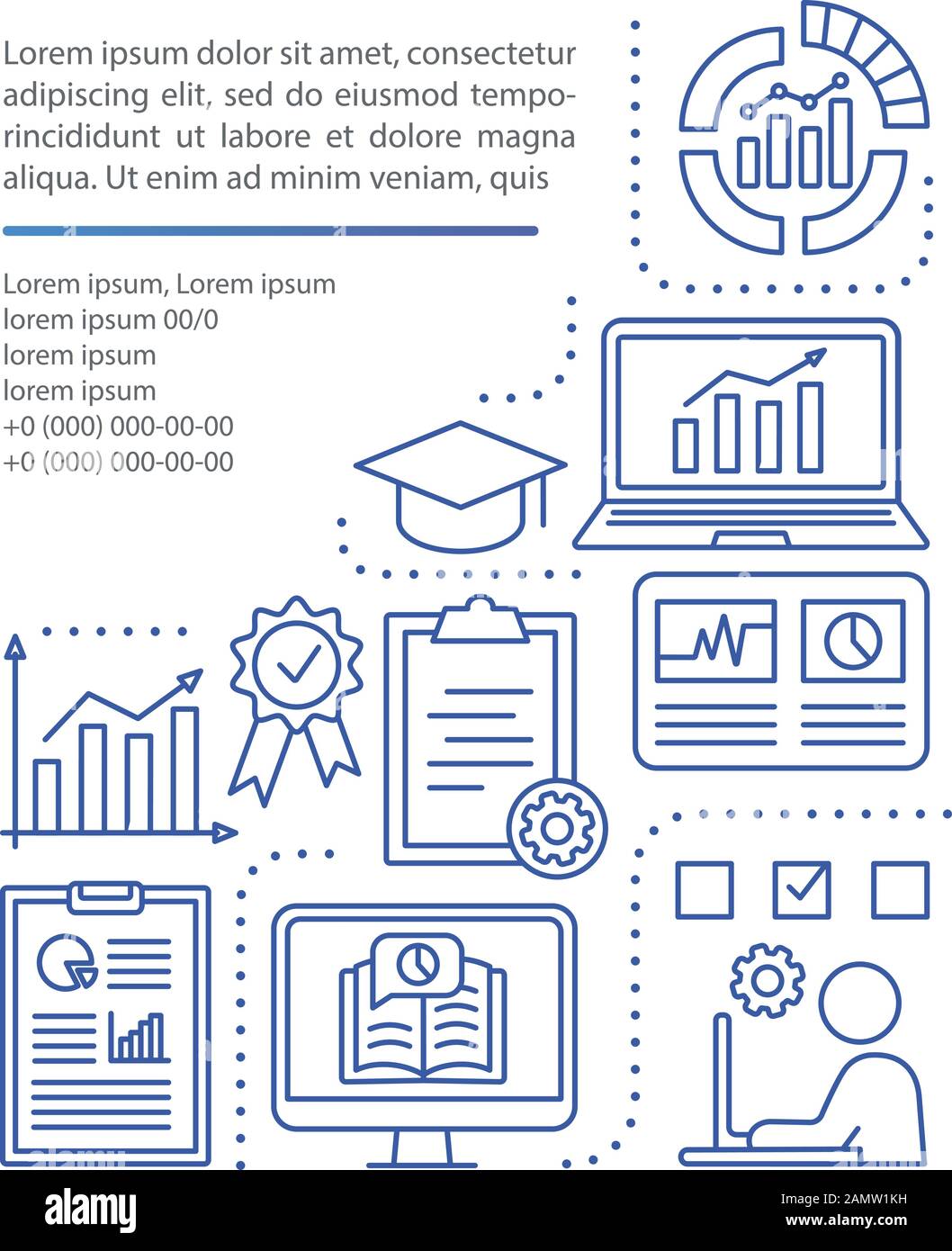Statistics course article page vector template. Metrics tools, data ...
